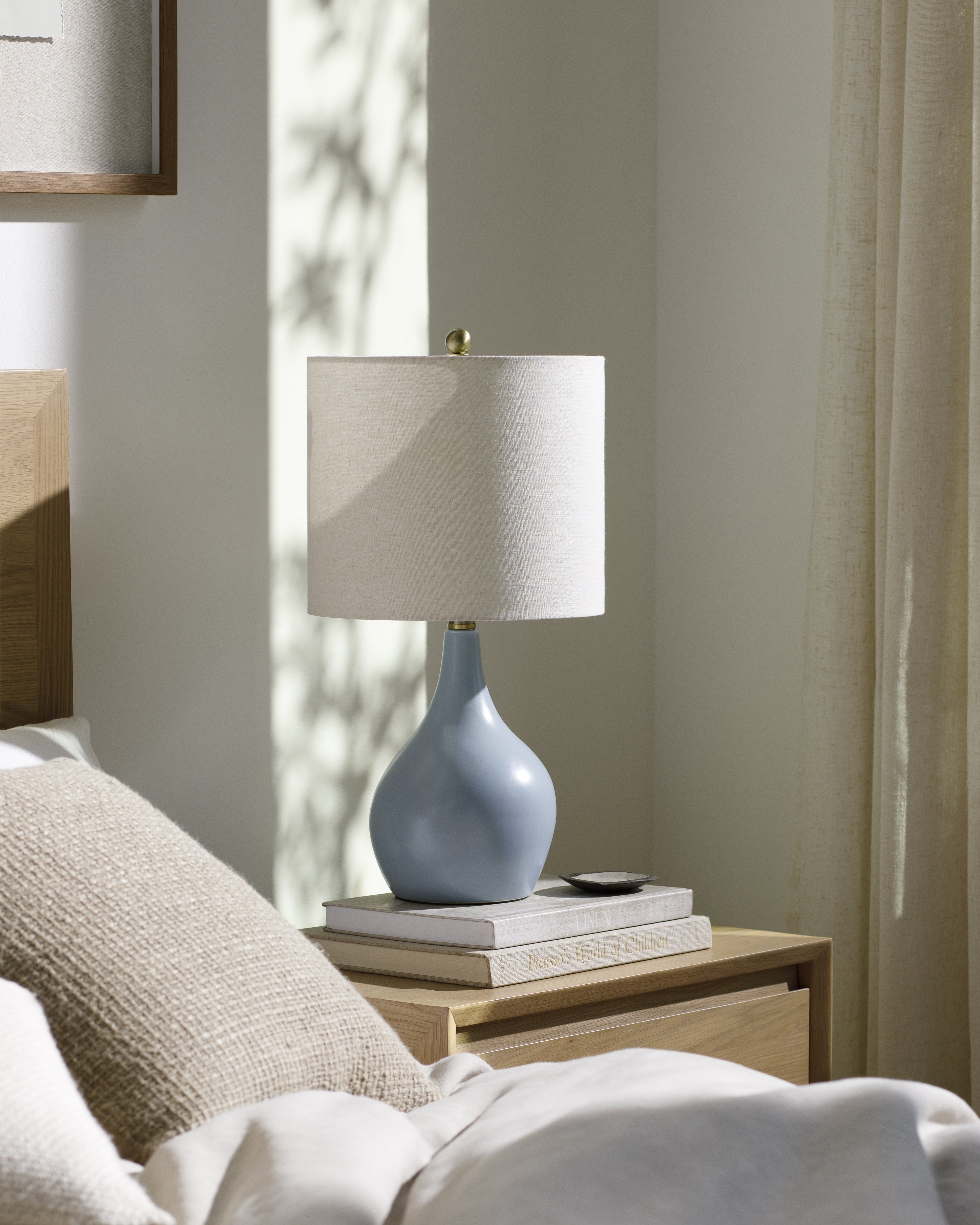 Mark&Day Table Lamps, Katerine Cottage Bright Blue Bedside Table Lamp ...