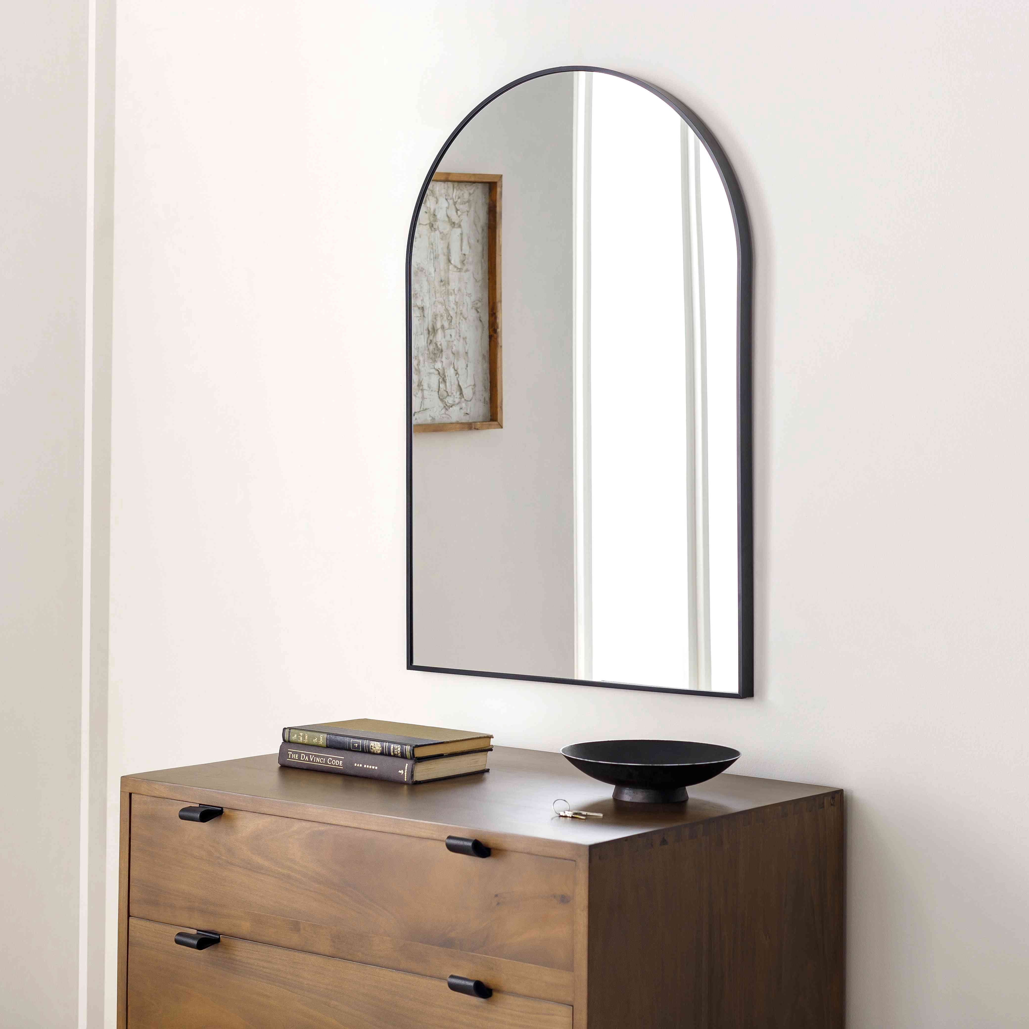 Mark&Day Wall Mirror, Yumi Modern Black Arched Crowned Top Vanity ...