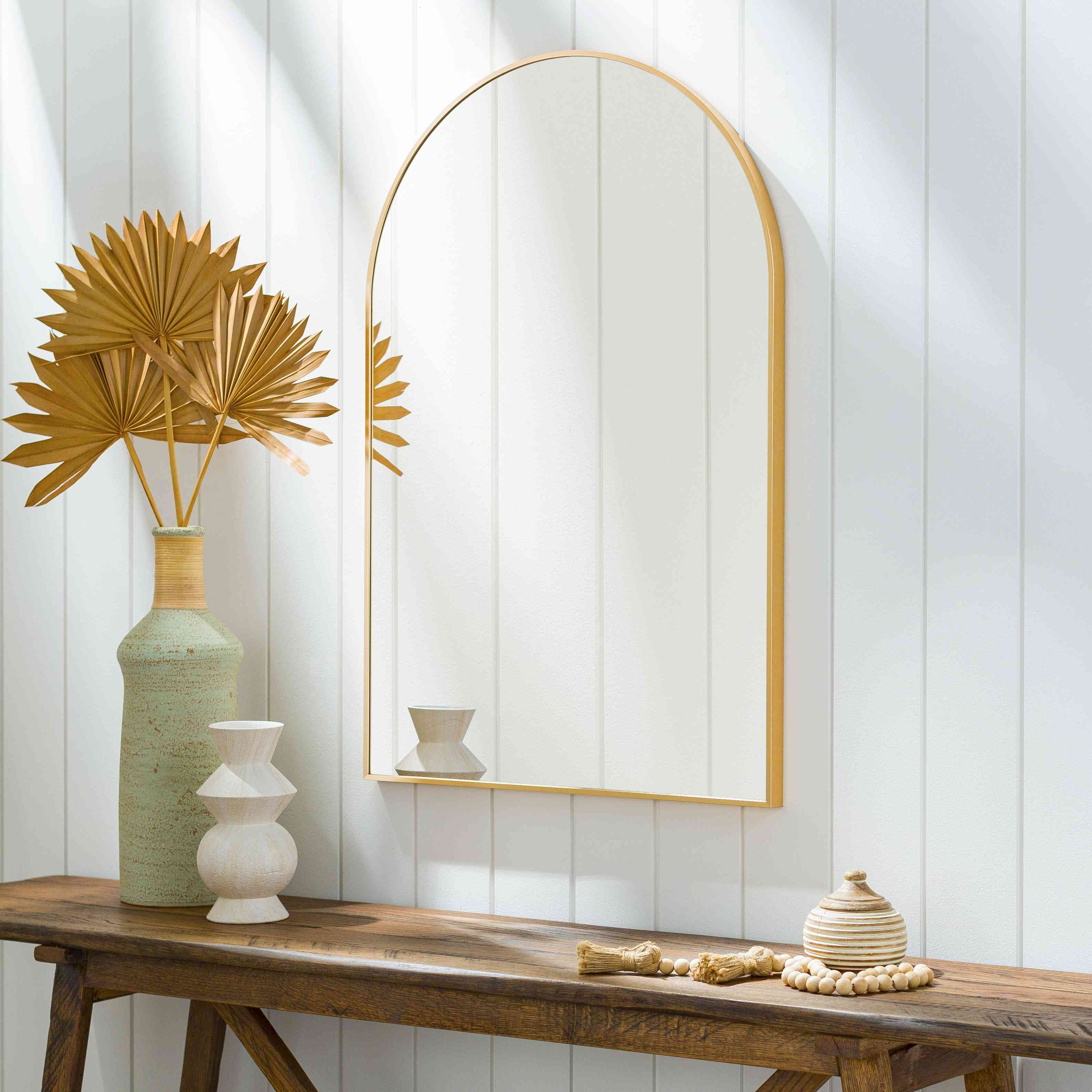 Mark&Day Wall Mirror, Yumi Modern Gold Arched Crowned Top Vanity ...