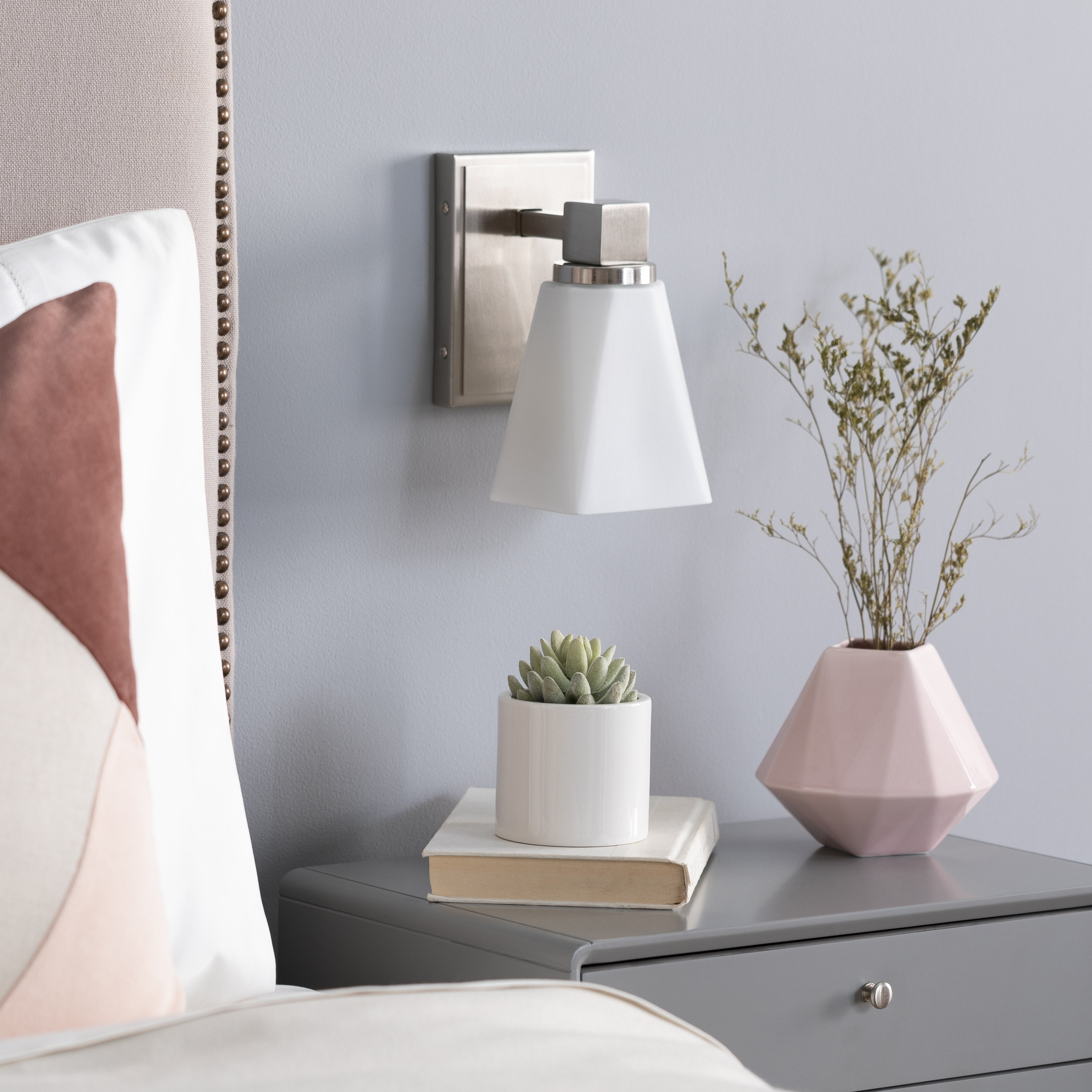 Mark&Day Wall Sconces, Pollauberg Rustic Metallic Nickel 1-Light Plug-in or Hardwire Wall Sconce ...