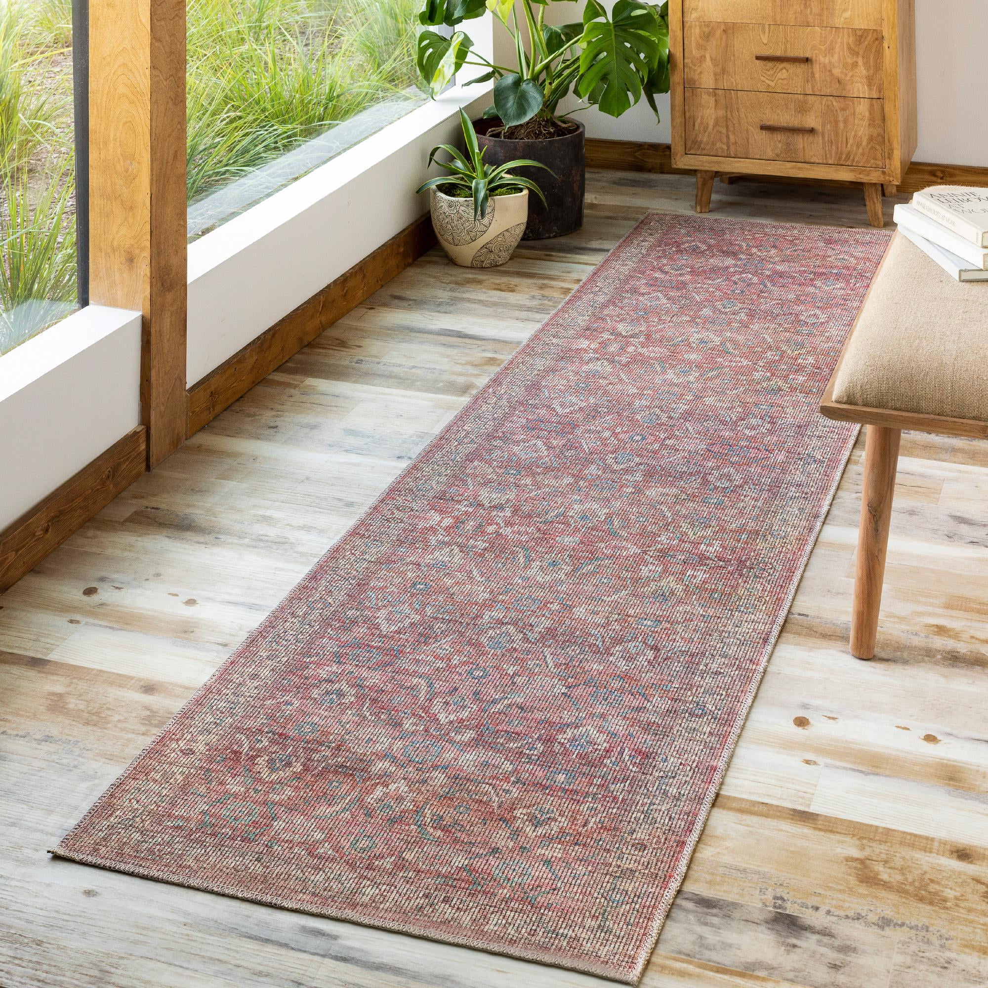 Mark&Day Washable Area Rugs, 2x10 Milltown Traditional Red Runner Area ...