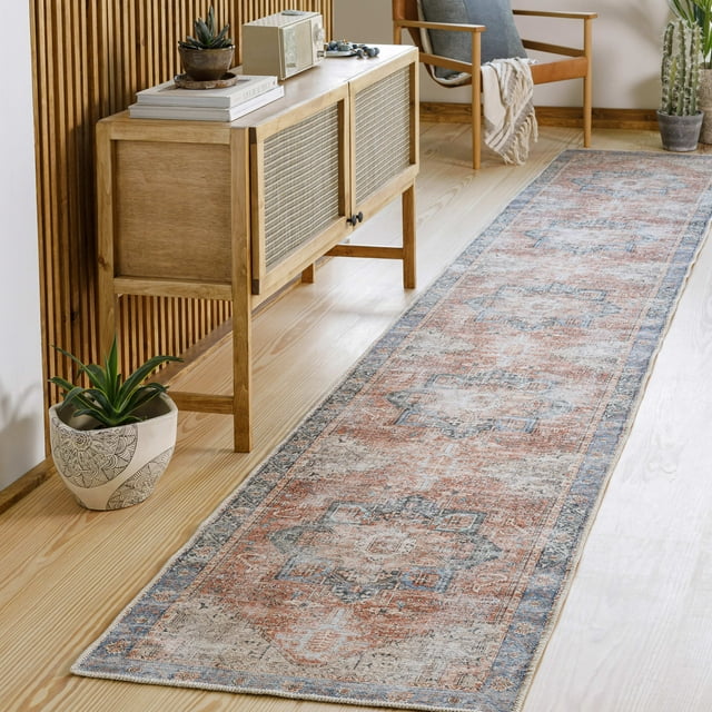 Mark&Day Washable Area Rugs, 2x18 Nora Traditional Brown Tan Ivory ...