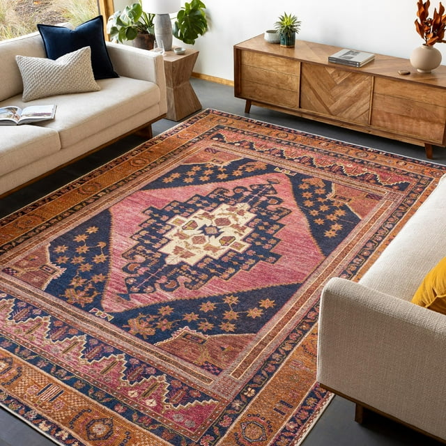 Mark&Day Washable Area Rugs, 2x3 Western Springs Traditional Coral Area ...