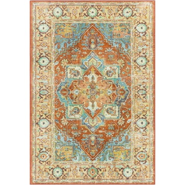 Mark&Day Washable Area Rugs, 8x10 Mackey Traditional Burnt Orange Area ...