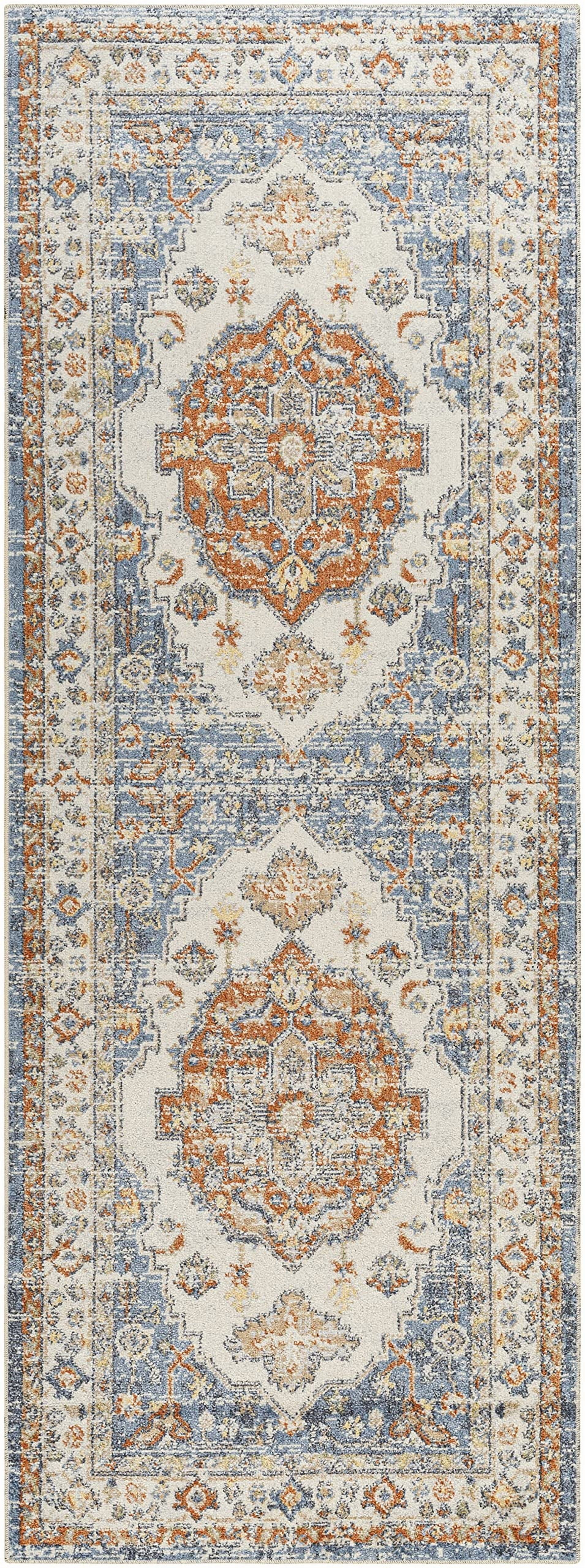 Mark&Day Washable Rugs, 3x7 Edgerton Traditional Burnt Orange Runner ...