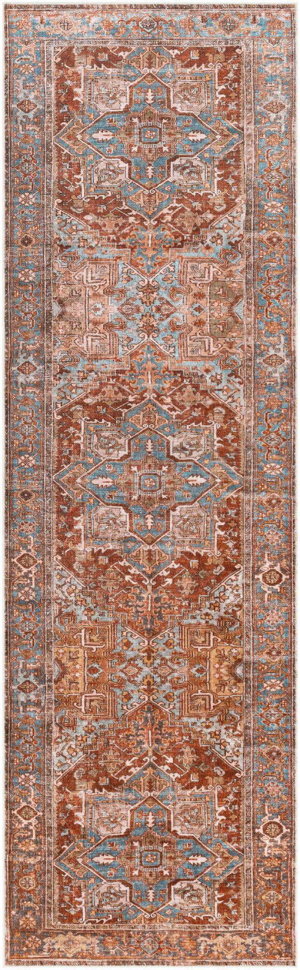 Mark&Day Washable Area Rugs, 2x8 St Johns Traditional Burnt Orange ...