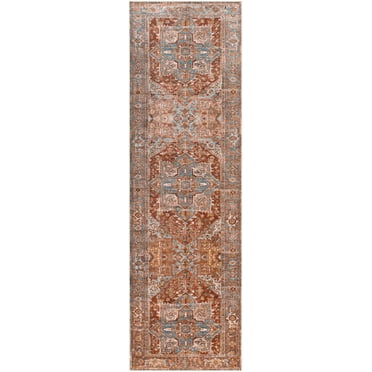 Mark&Day Washable Area Rugs, 5x7 Vernon Hills Traditional Burnt Orange ...