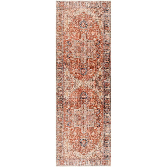 Mark&Day Washable Area Rugs, 2x8 Vernon Hills Traditional Burnt Orange ...