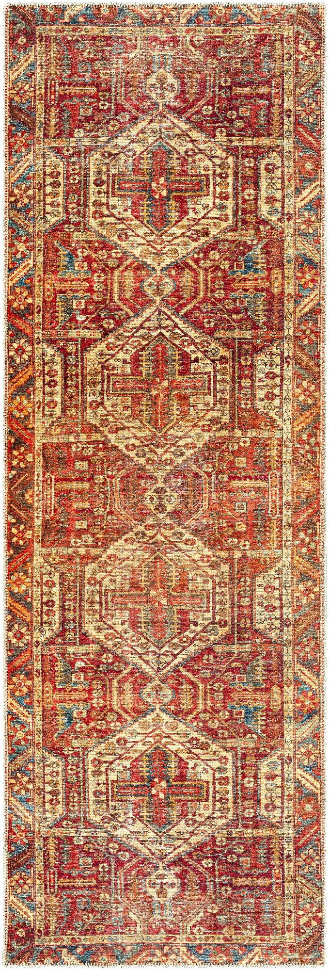 Mark&Day Washable Area Rugs, 2x8 West Chicago Traditional Brick Runner ...