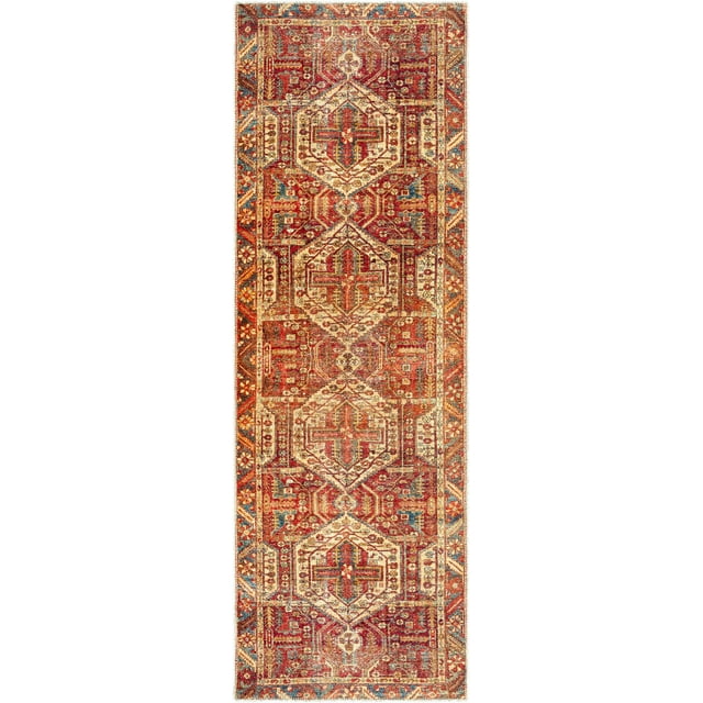 Mark&Day Washable Area Rugs, 2x8 West Chicago Traditional Brick Runner ...