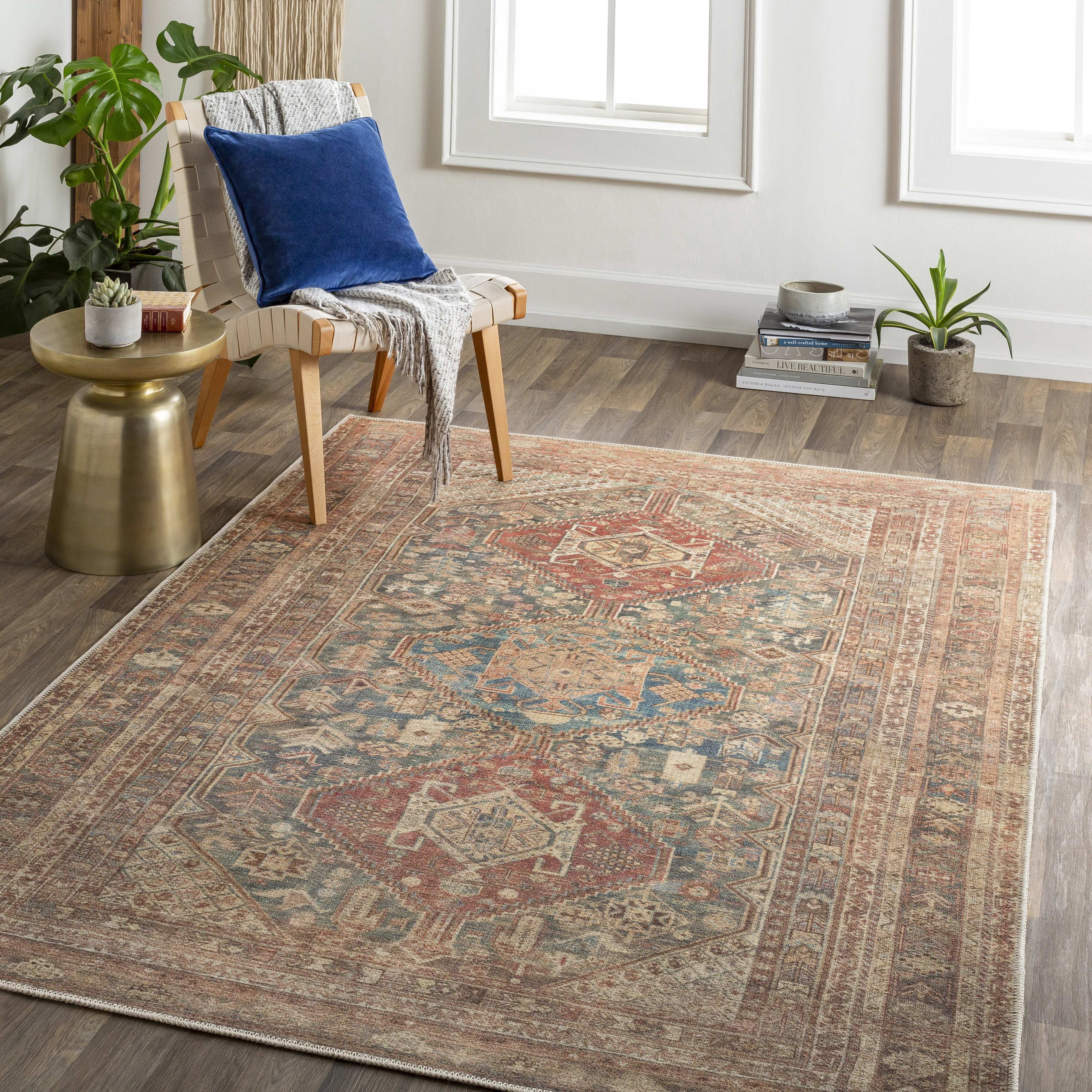 Mark&Day Washable Area Rugs, 5x7 Episkopi Traditional Rust Area Rug (5 ...