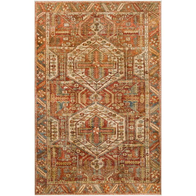 Mark&Day Washable Area Rugs, 5x7 St David Global Burnt Orange Area Rug ...
