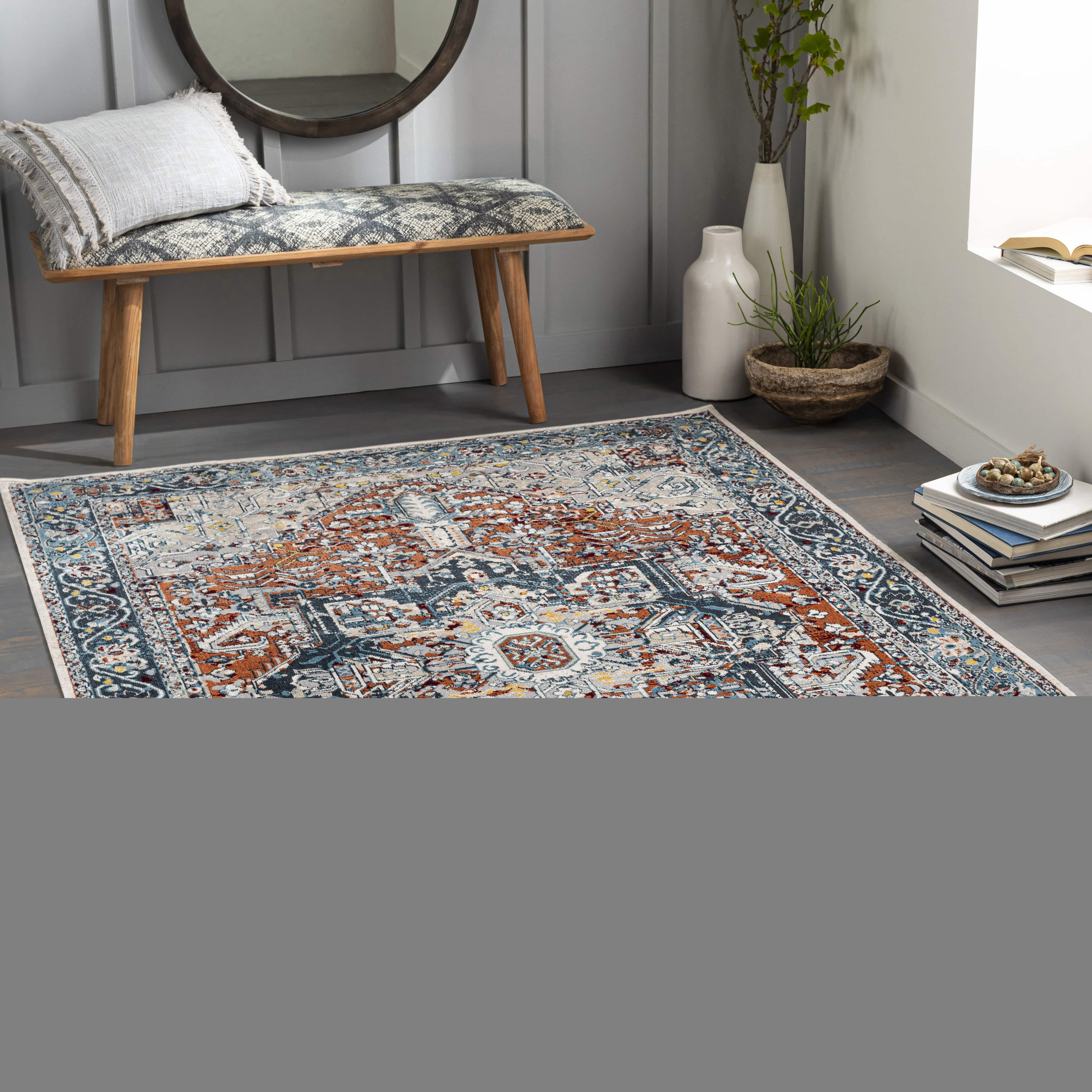 Mark&Day Washable Area Rugs, 6x9 West Baden Traditional Burnt Orange ...