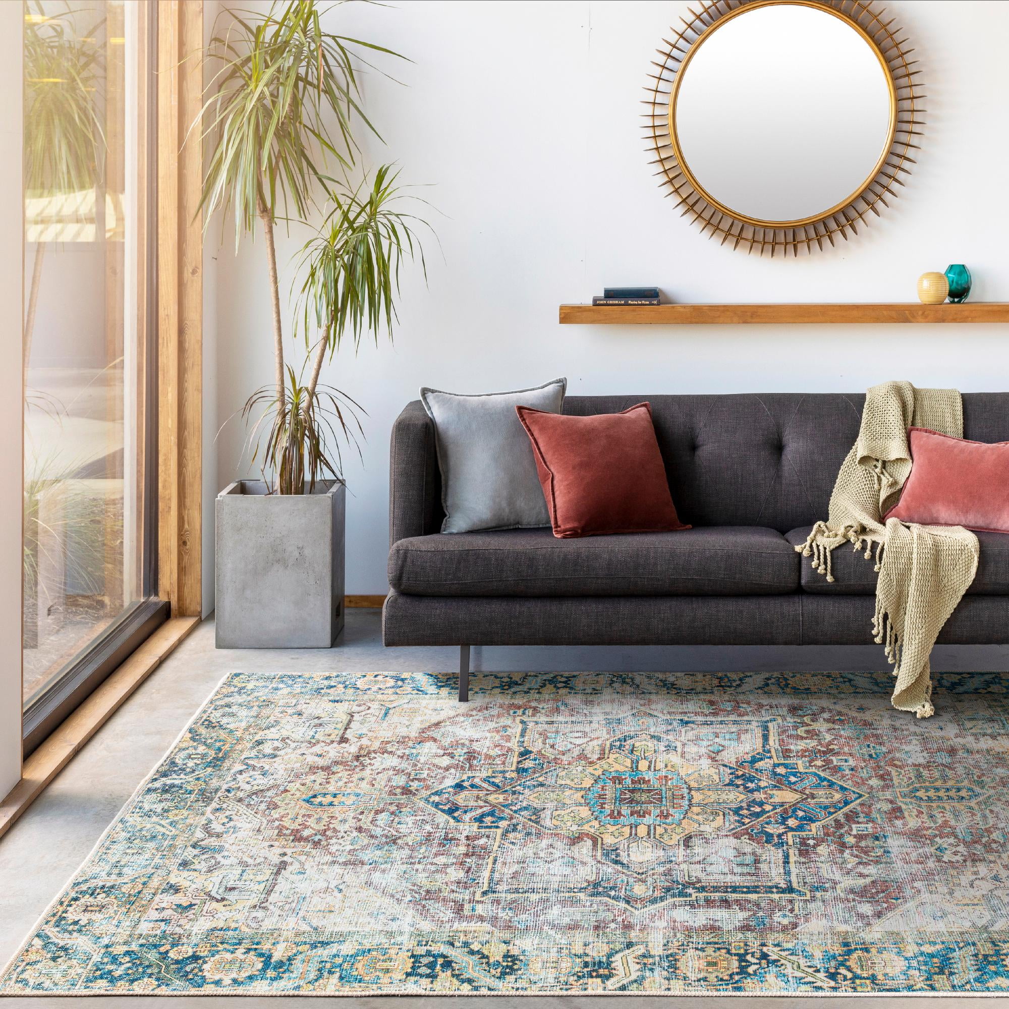 Mark&Day Washable Area Rugs, 7x9 Gilbertville Traditional Green Area ...