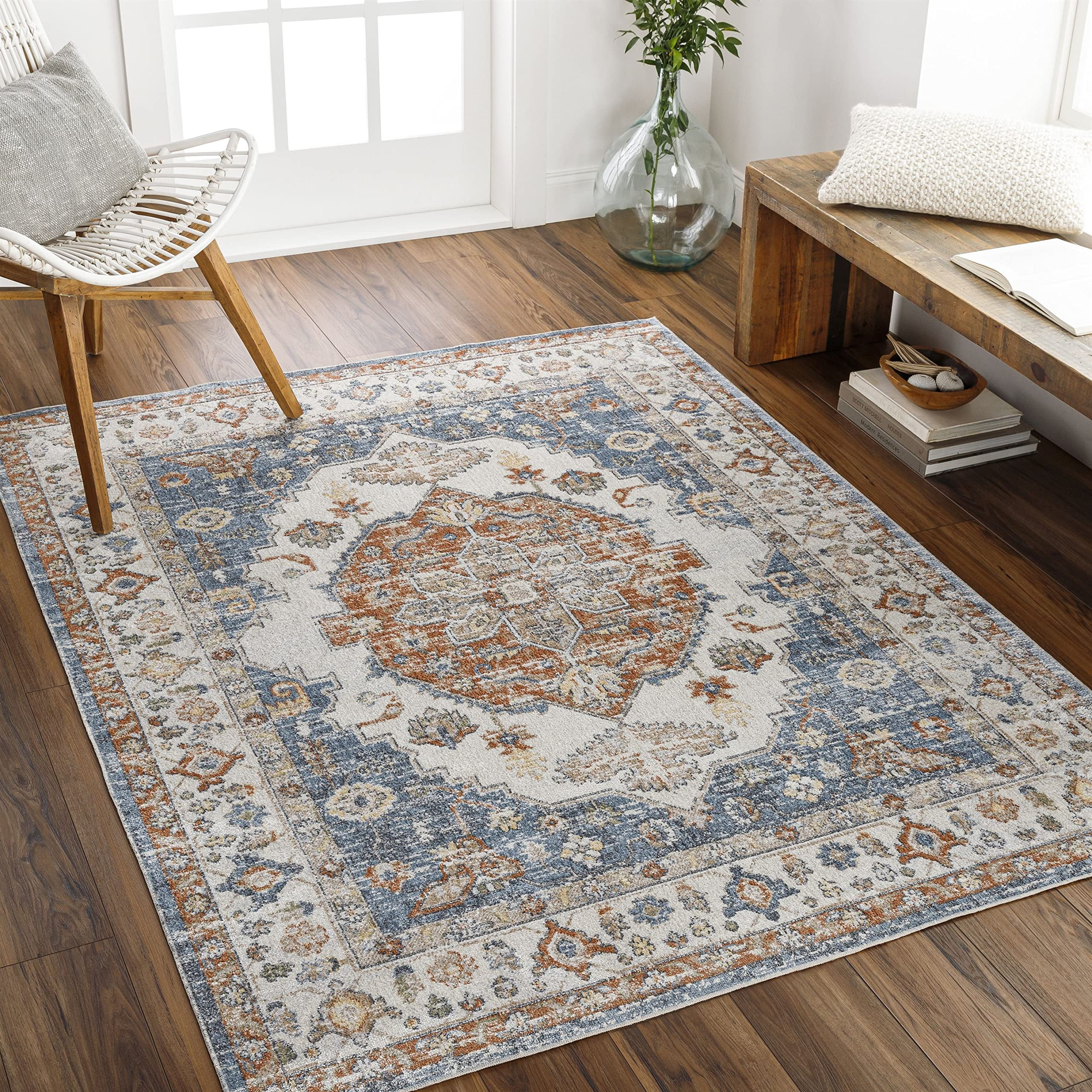Mark&Day Washable Rugs, 8x10 Edgerton Traditional Burnt Orange Area Rug ...