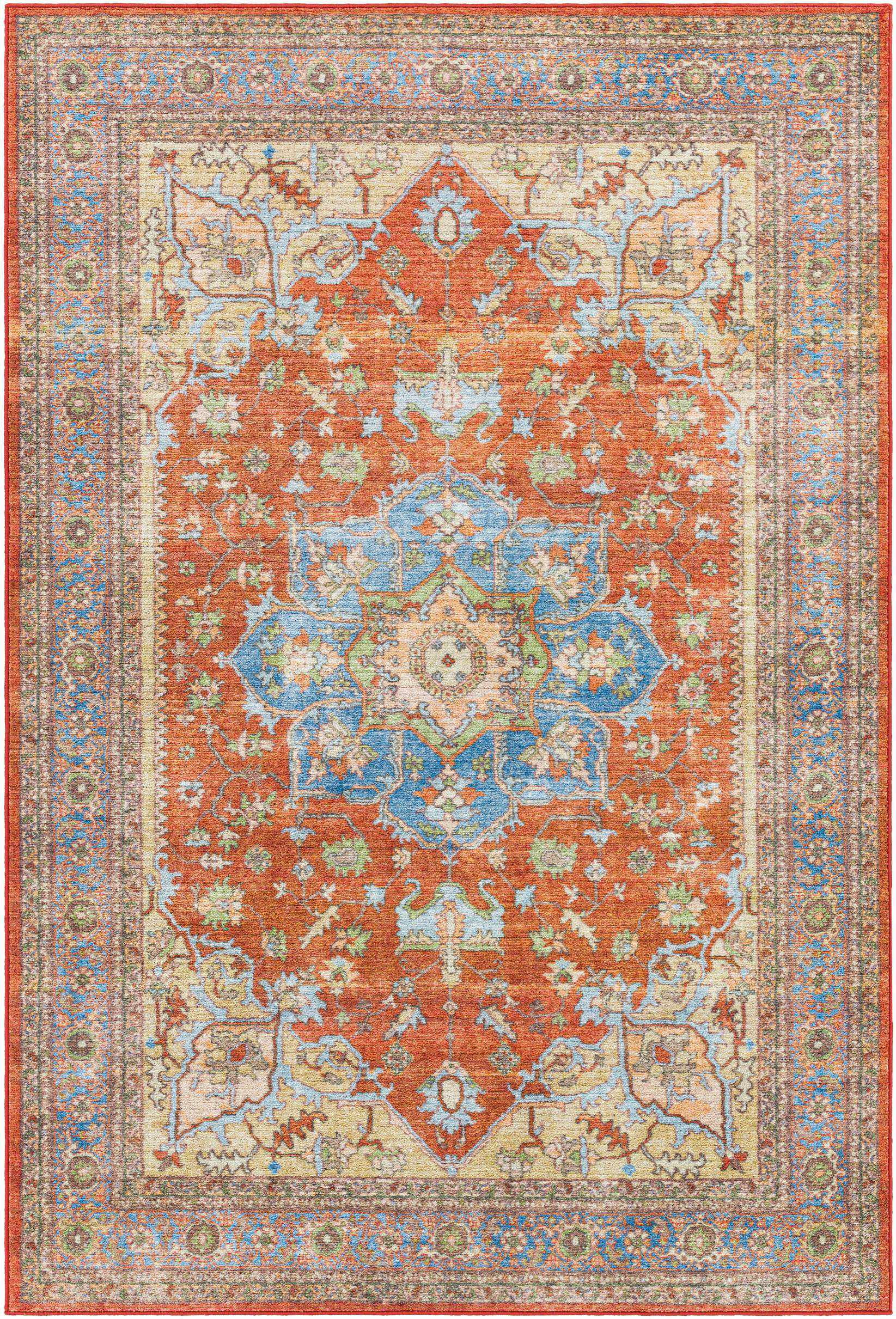 Mark&Day Washable Area Rugs, 8x10 Park Ridge Traditional Burnt Orange ...