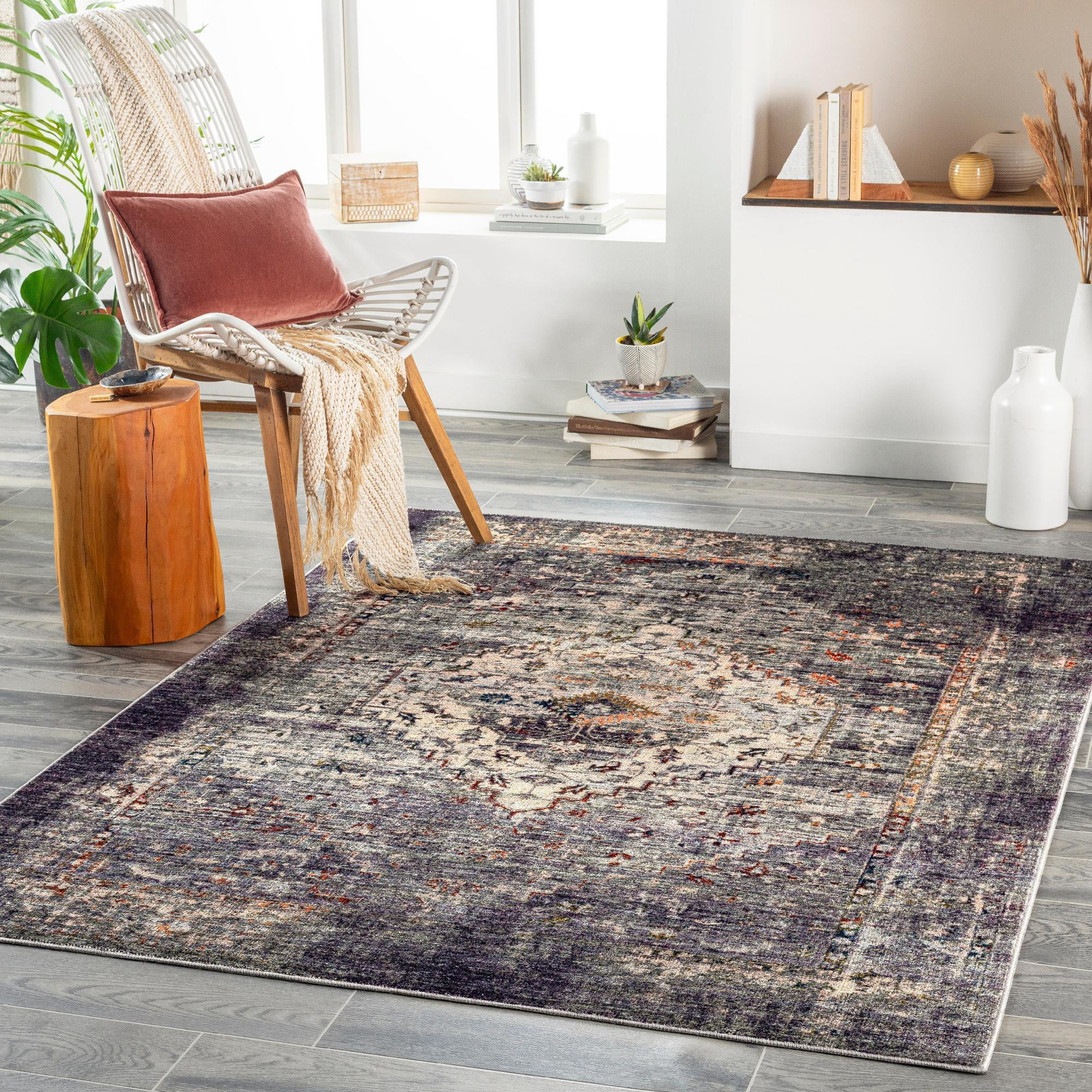 Mark&Day Washable Area Rugs, 9x12 Veedersburg Traditional Dark Brown ...