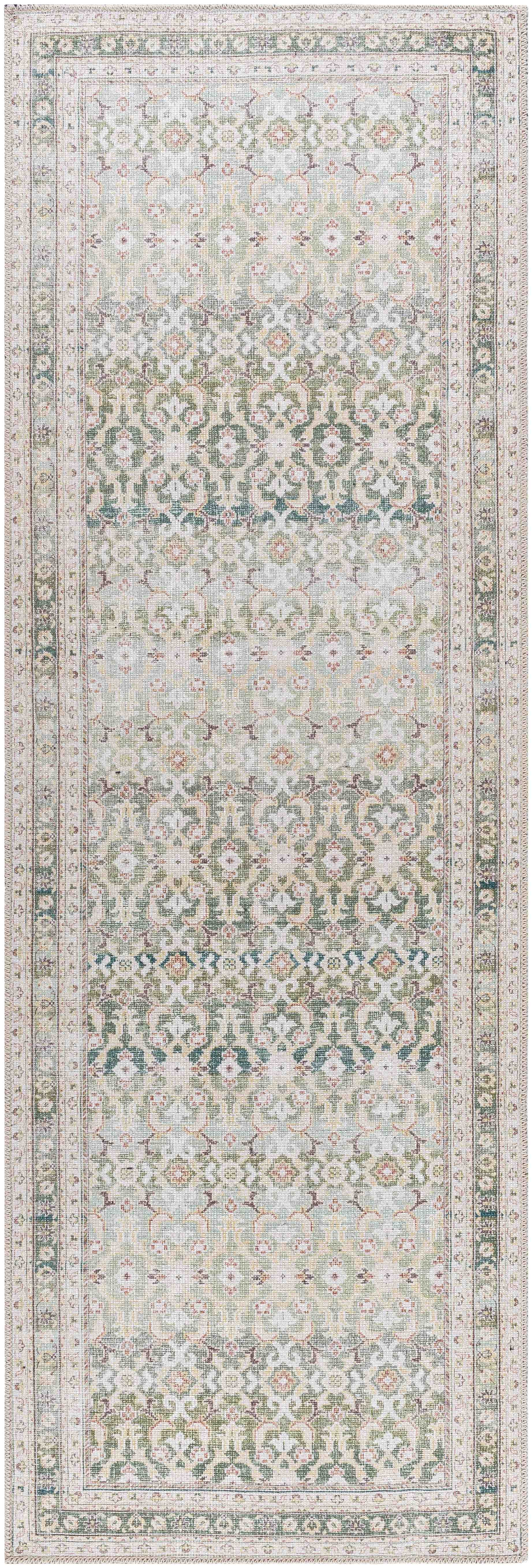 Mark&Day Washable Rugs, 3x12 Gannon Traditional Olive Runner Area Rug ...