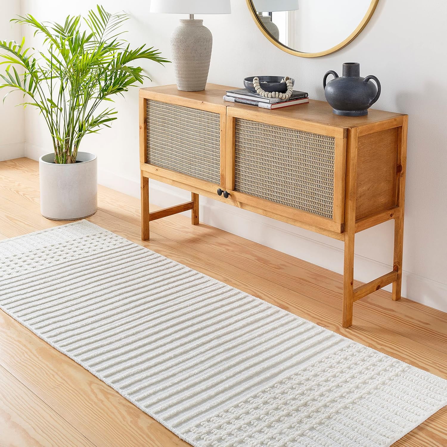 Mark&Day Washable Rugs, 3x7 Burkesville Modern Ivory Runner Area Rug ...
