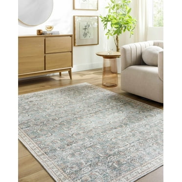 Mark&Day Washable Area Rugs, 6x9 Markle Traditional Dark Teal Area Rug ...