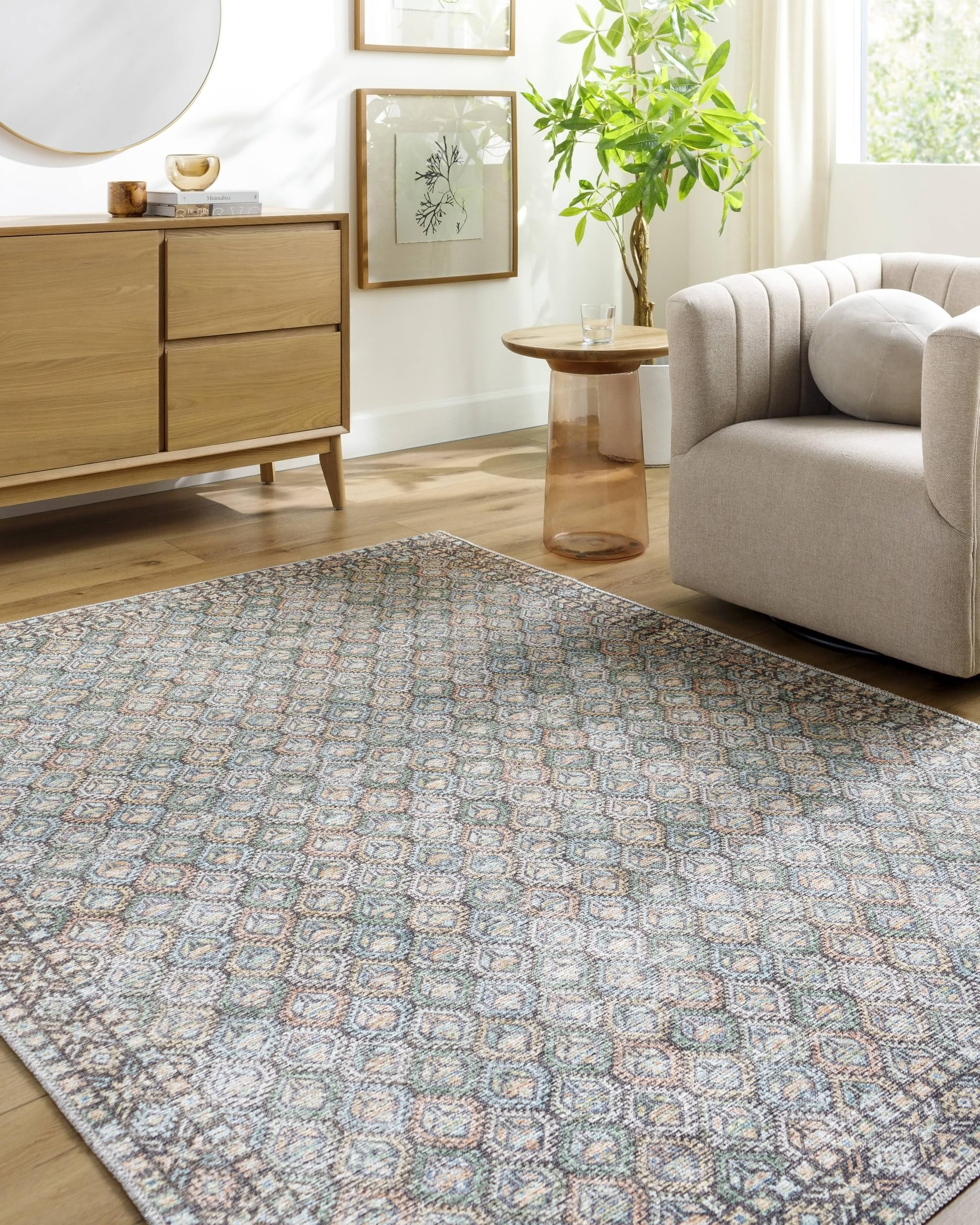 Mark&Day Washable Rugs, 5x7 Rommy Traditional Dark Green Area Rug ...