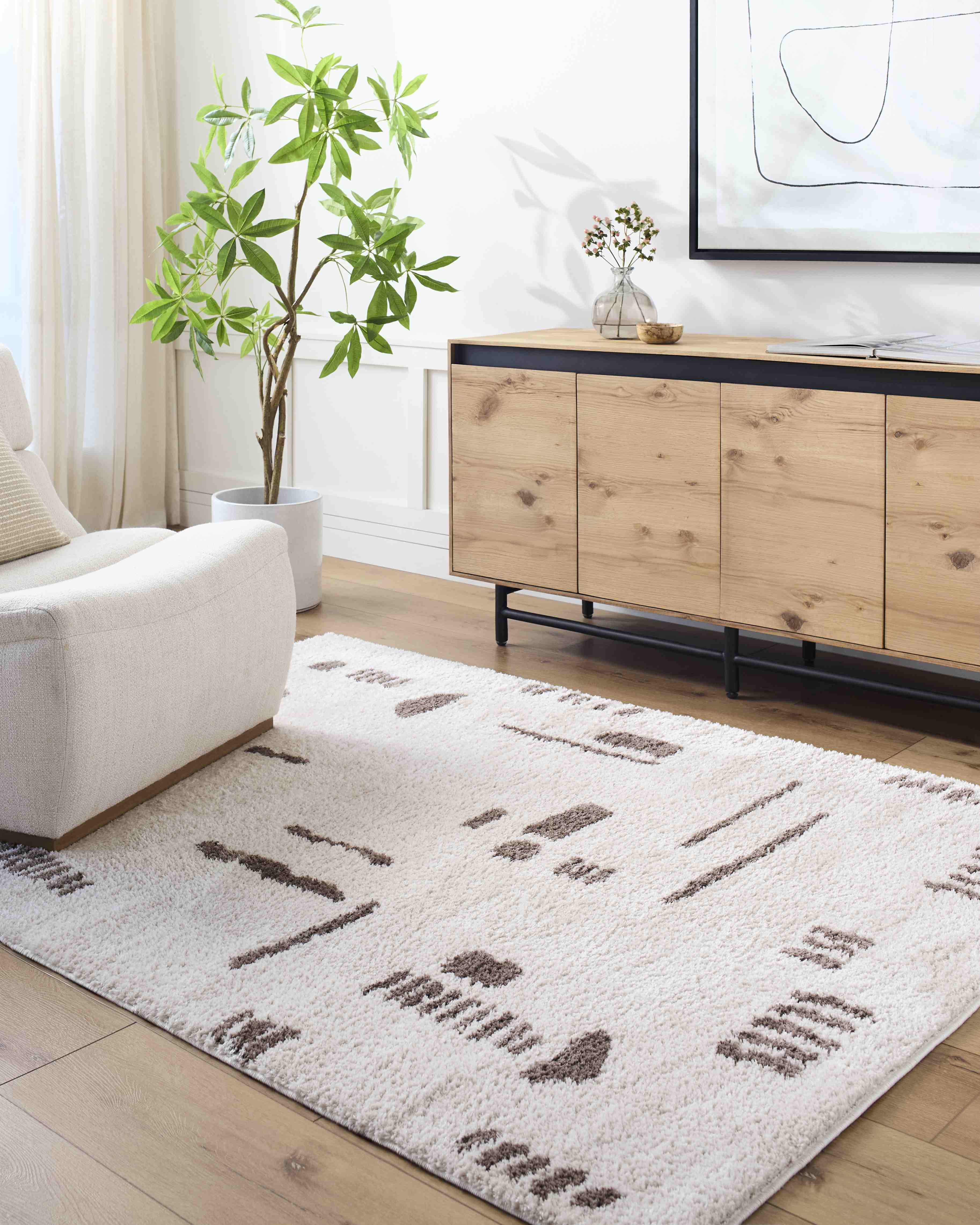 Mark&Day Washable Rugs, 7x9 Shareef Modern Dark Brown Area Rug (6'7" x ...