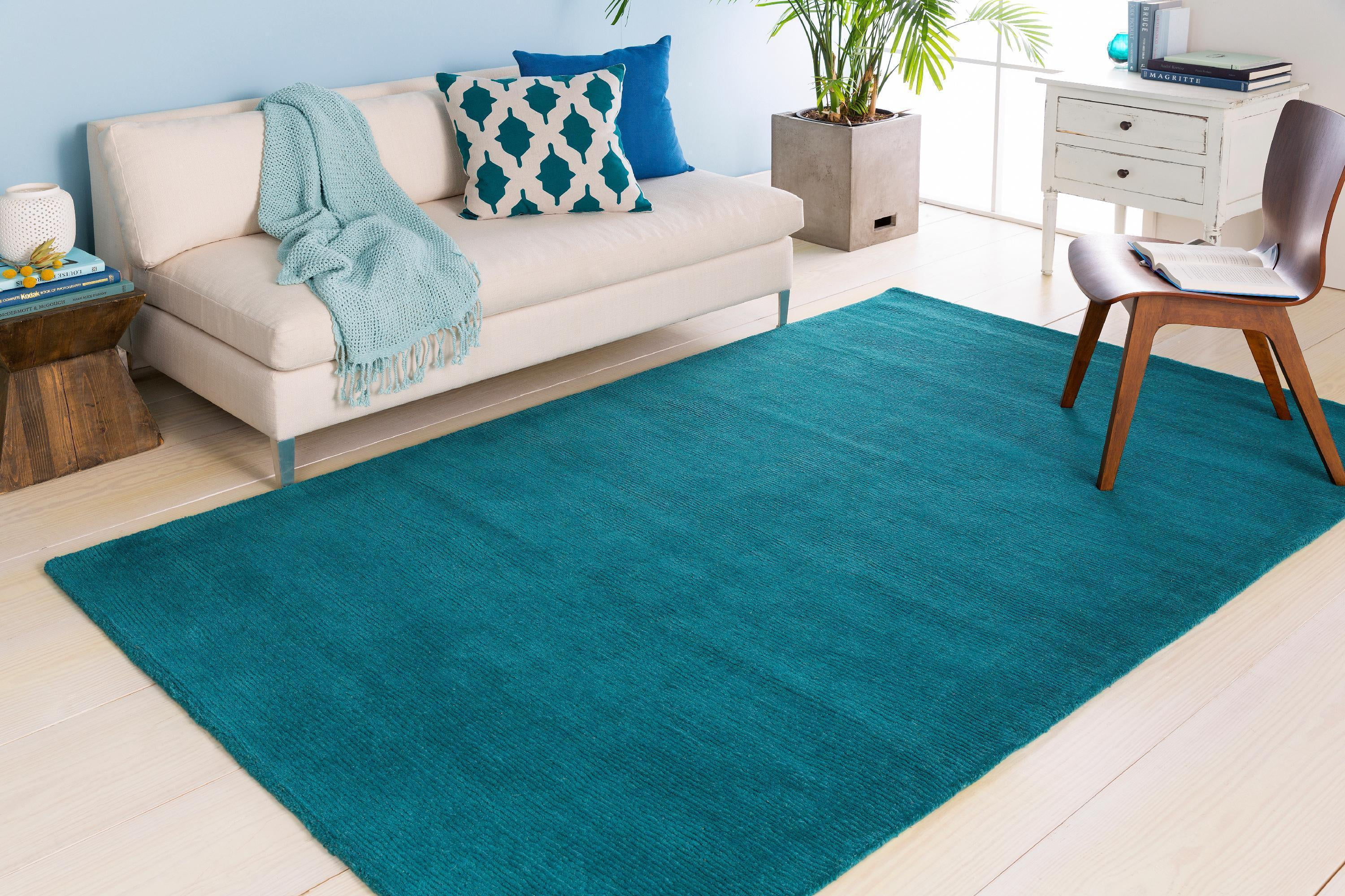 Mark&Day Wool Area Rugs, 10x10 Rennes Modern Teal Square Area Rug (9'9 ...