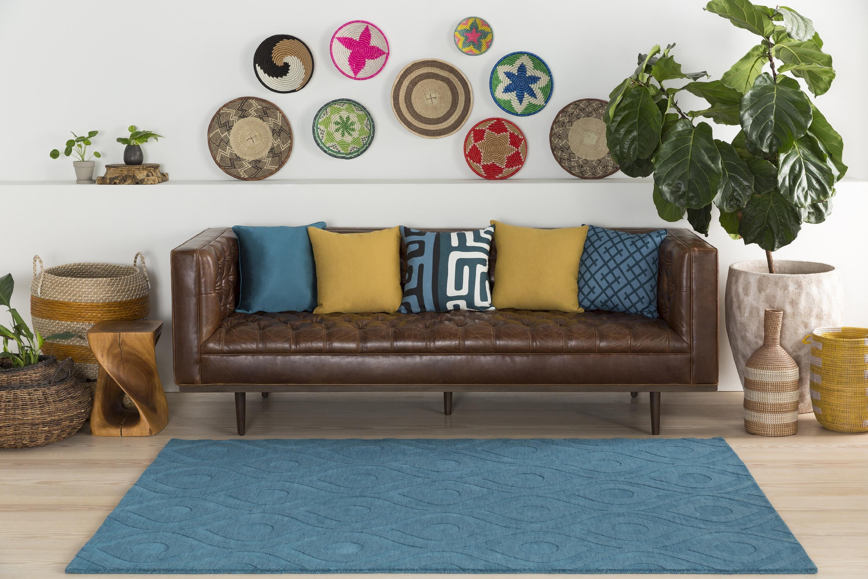 Mark&Day Wool Area Rugs, 10x14 Bantam Modern Teal Area Rug (10' x 14 ...