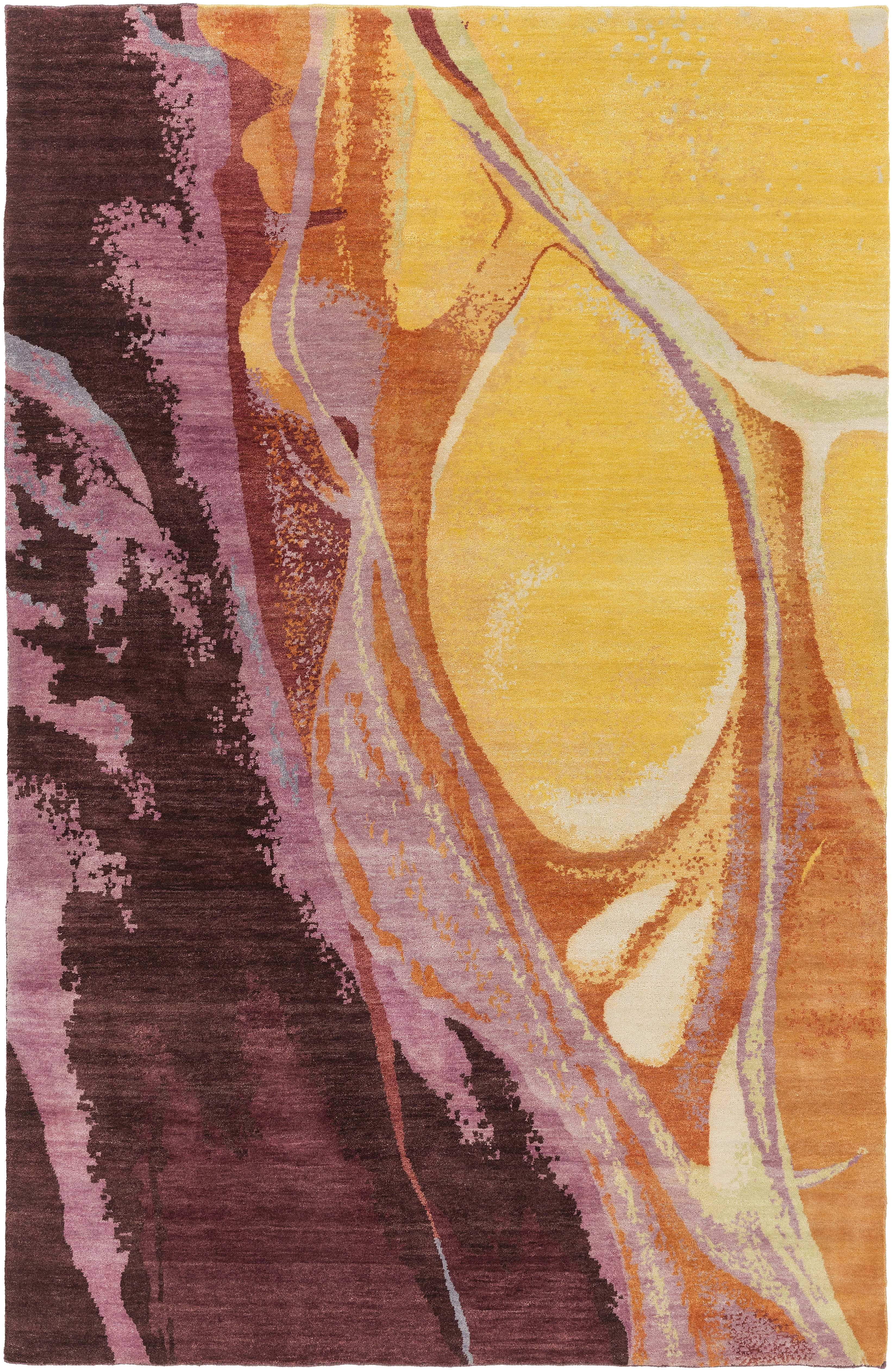 Mark&Day Wool Rugs, 2x3 Brilliant Modern Gold/Burgundy Marble Area Rug ...