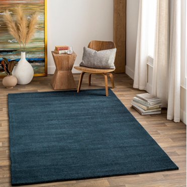 Mark&Day Wool Area Rugs, 6x6 Reims Modern Dark Blue Square Area Rug (6 ...