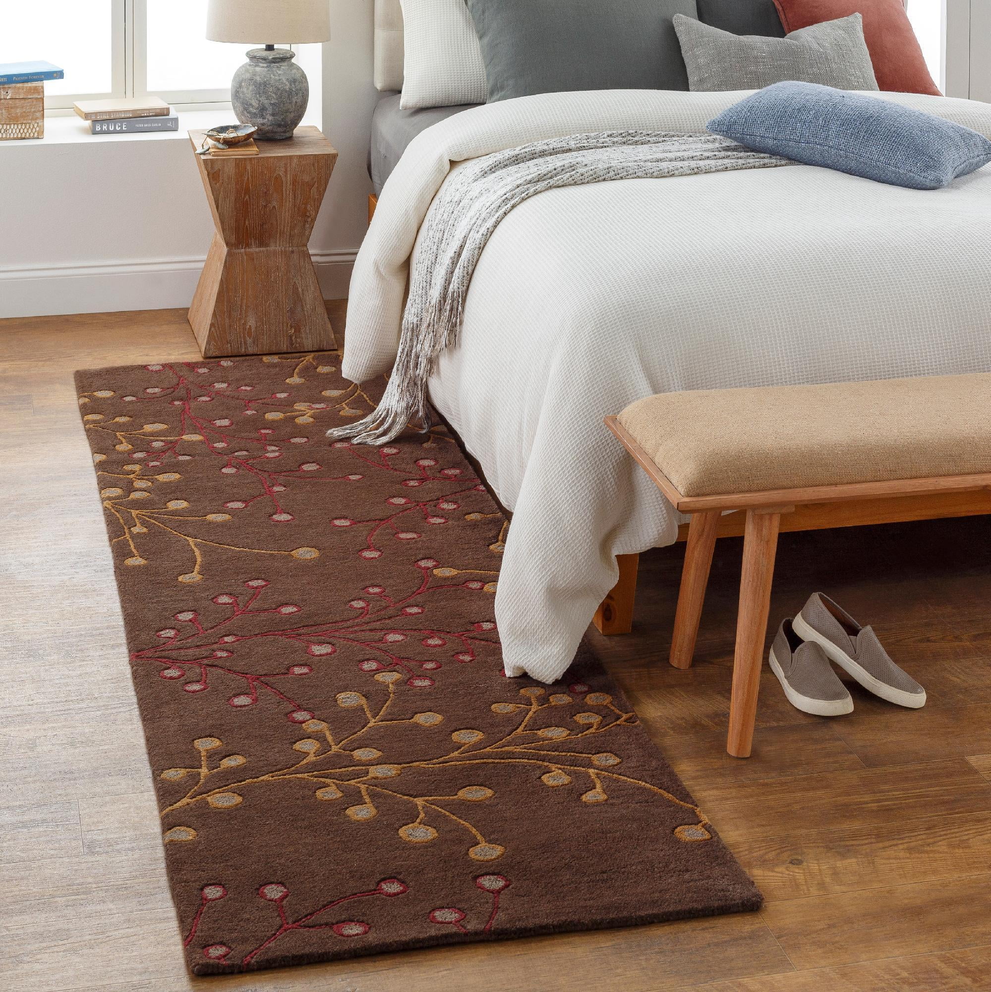 Mark&Day Wool Area Rugs, 3x12 Le Havre Cottage Dark Brown Runner Area ...