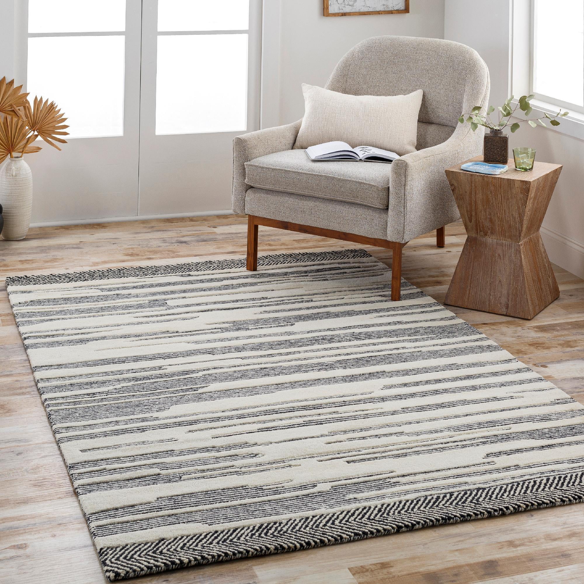 Mark&Day Wool Area Rugs, 3x5 Odon Global Charcoal Area Rug (3' x 5 ...