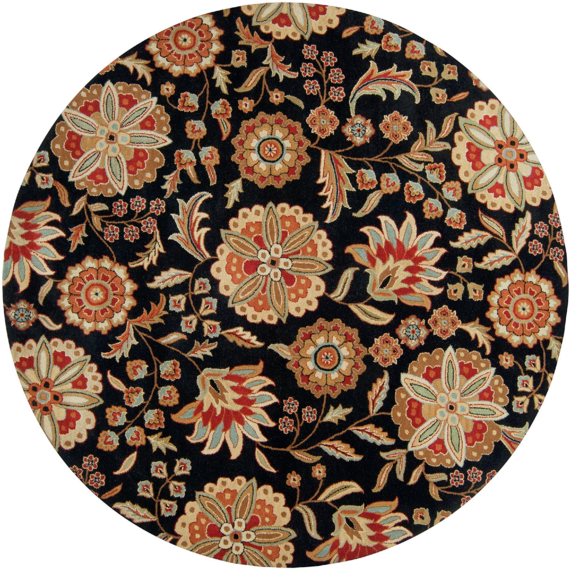 Mark&Day Wool Area Rugs, 4ft Round Granum Cottage Black Area Rug (4 ...