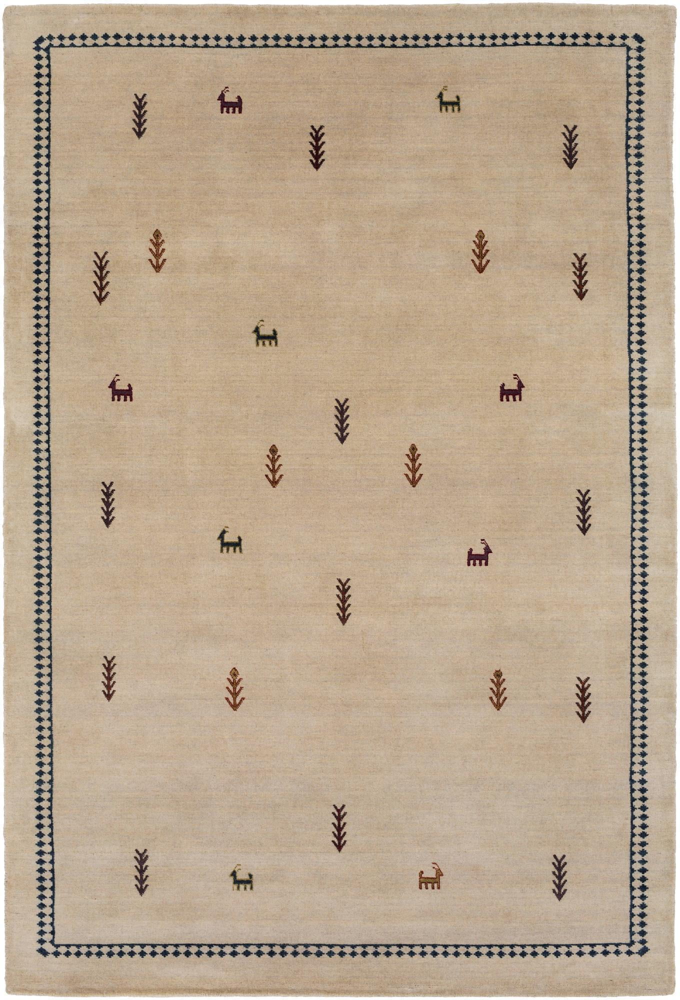Mark&Day Wool Rugs, 5x7 Flemington Global Neutral/Black Area Rug, Green ...