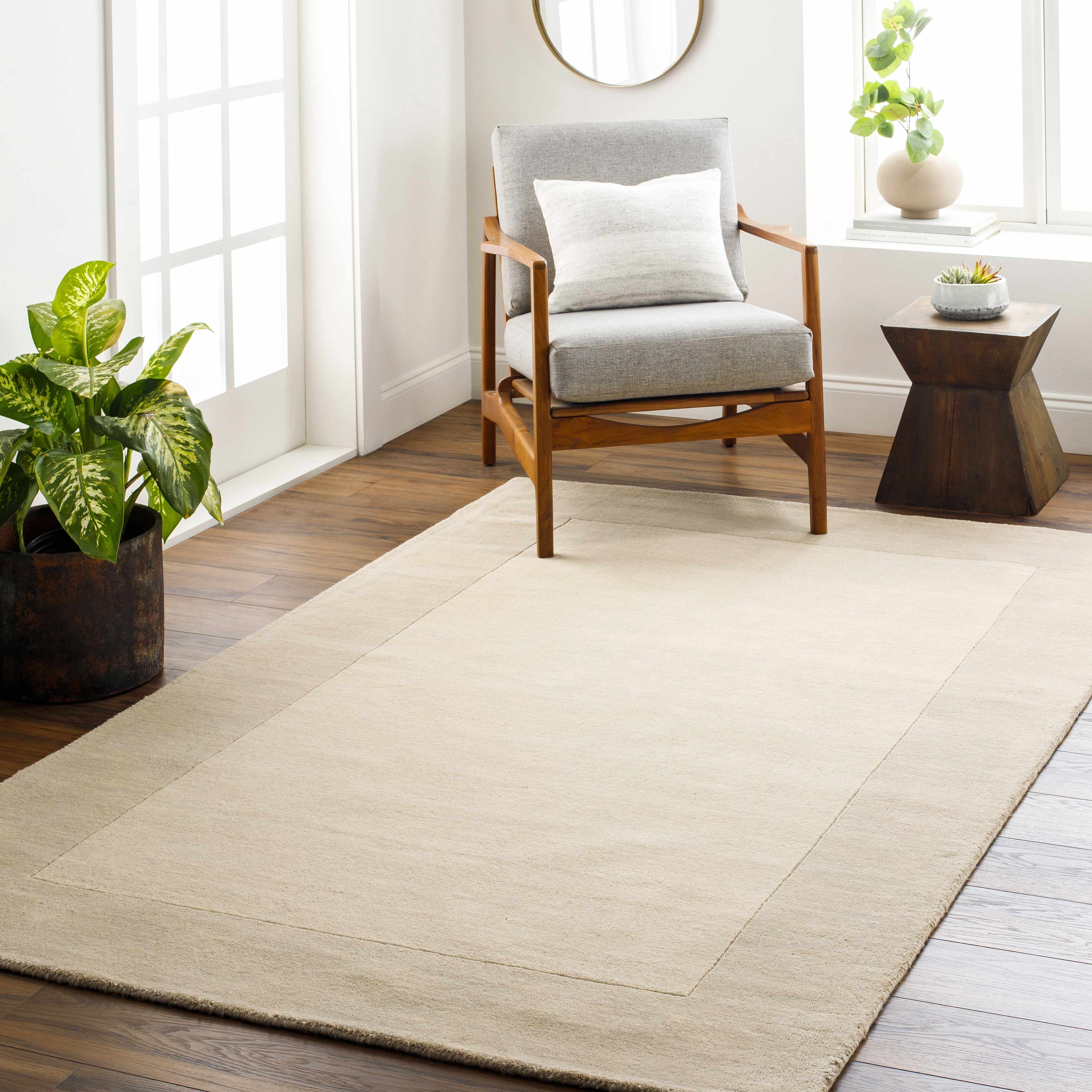 Mark&Day Wool Area Rugs, 5x8 Reims Modern Cream Area Rug (5' x 8 ...