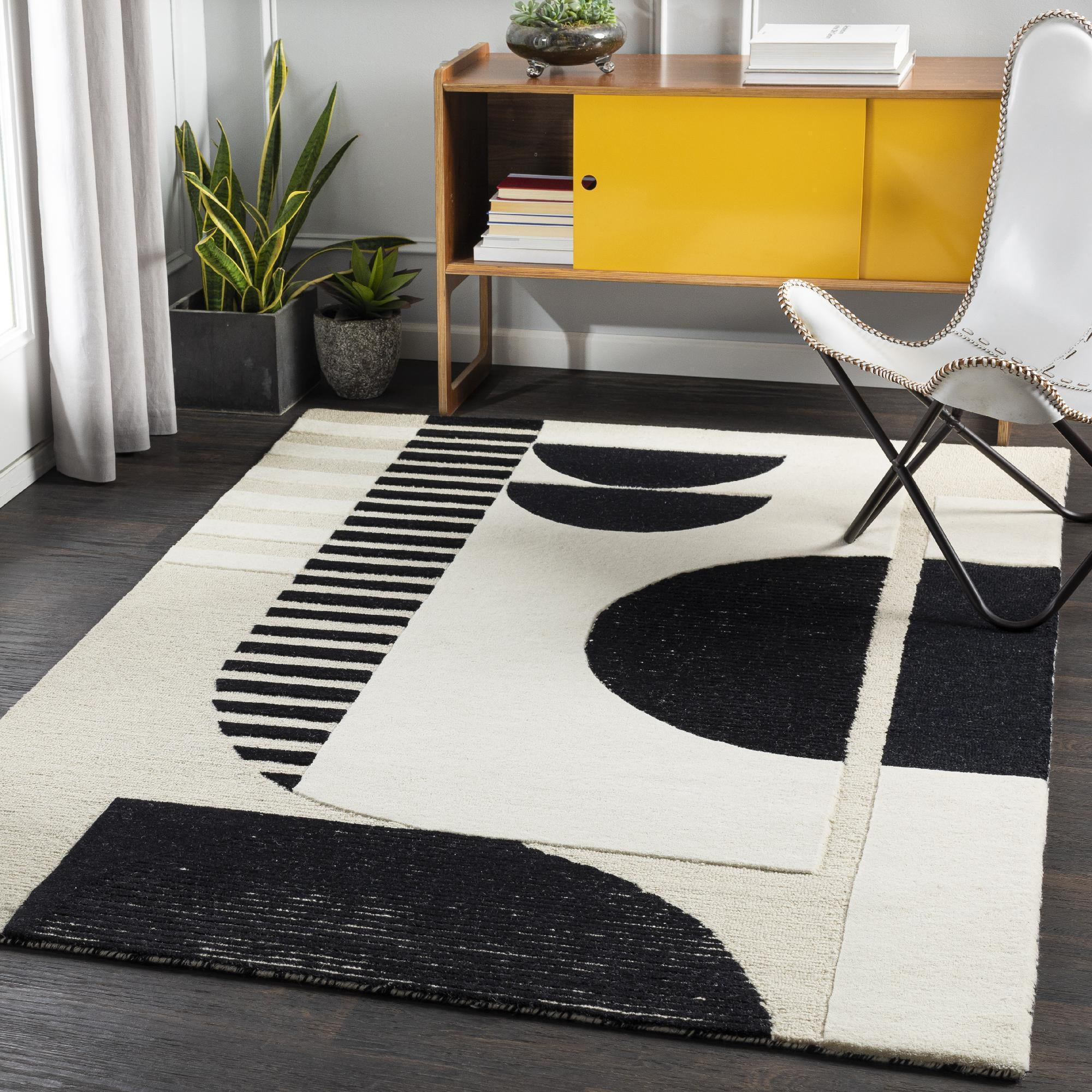 Mark&Day Wool Area Rugs, 6ft Round Vinkebrug Modern Black Area Rug (6 ...
