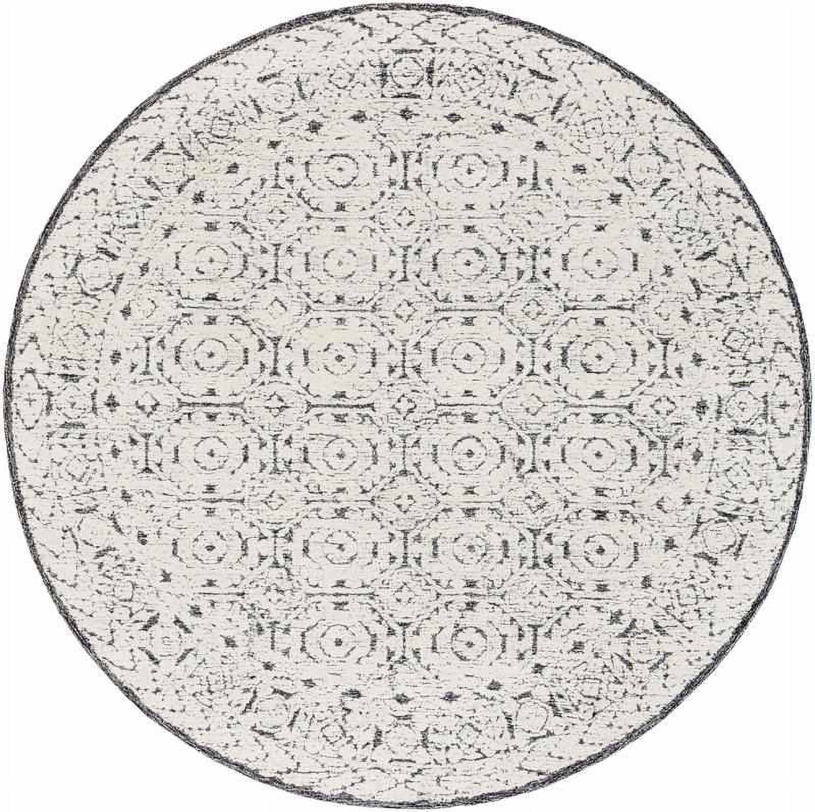 Mark&Day Wool Area Rugs, 8ft Round Hello Traditional Black Area Rug (8 ...