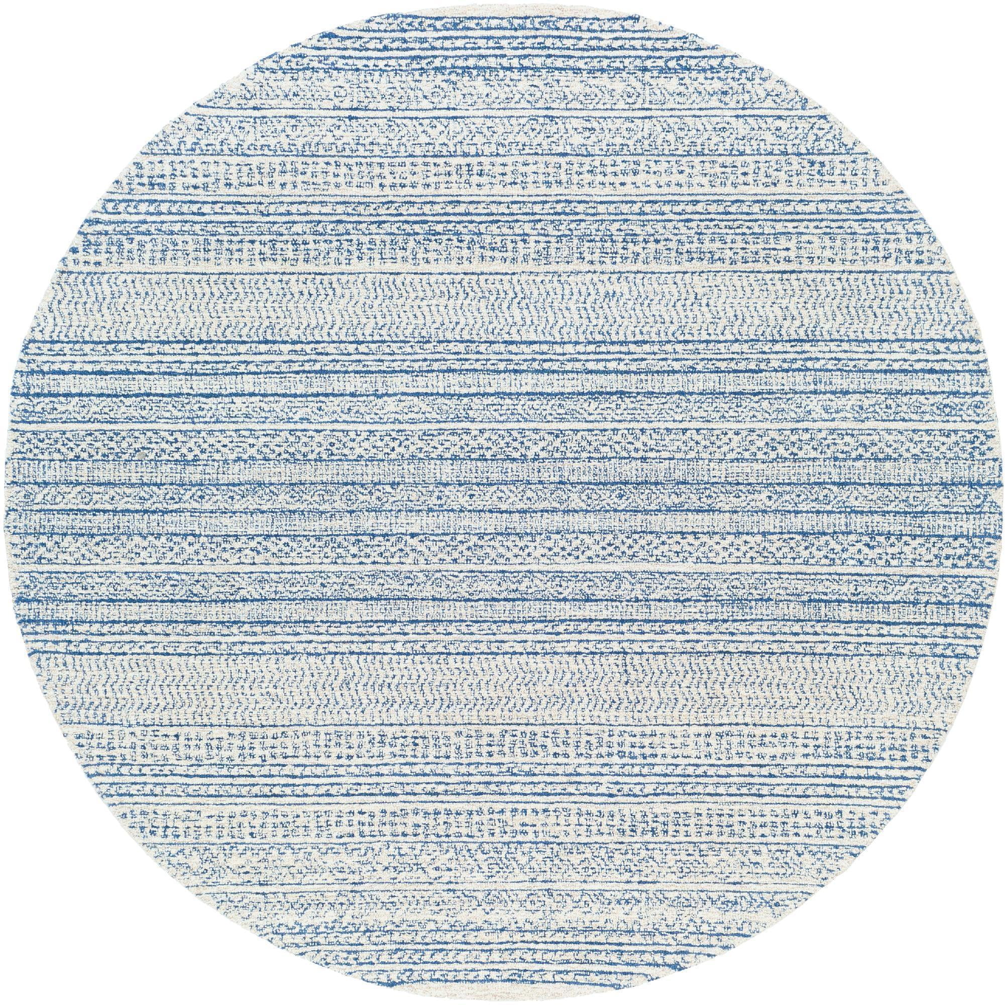 Mark&Day Wool Area Rugs, 8ft Round Melun Global Denim Area Rug (8 ...