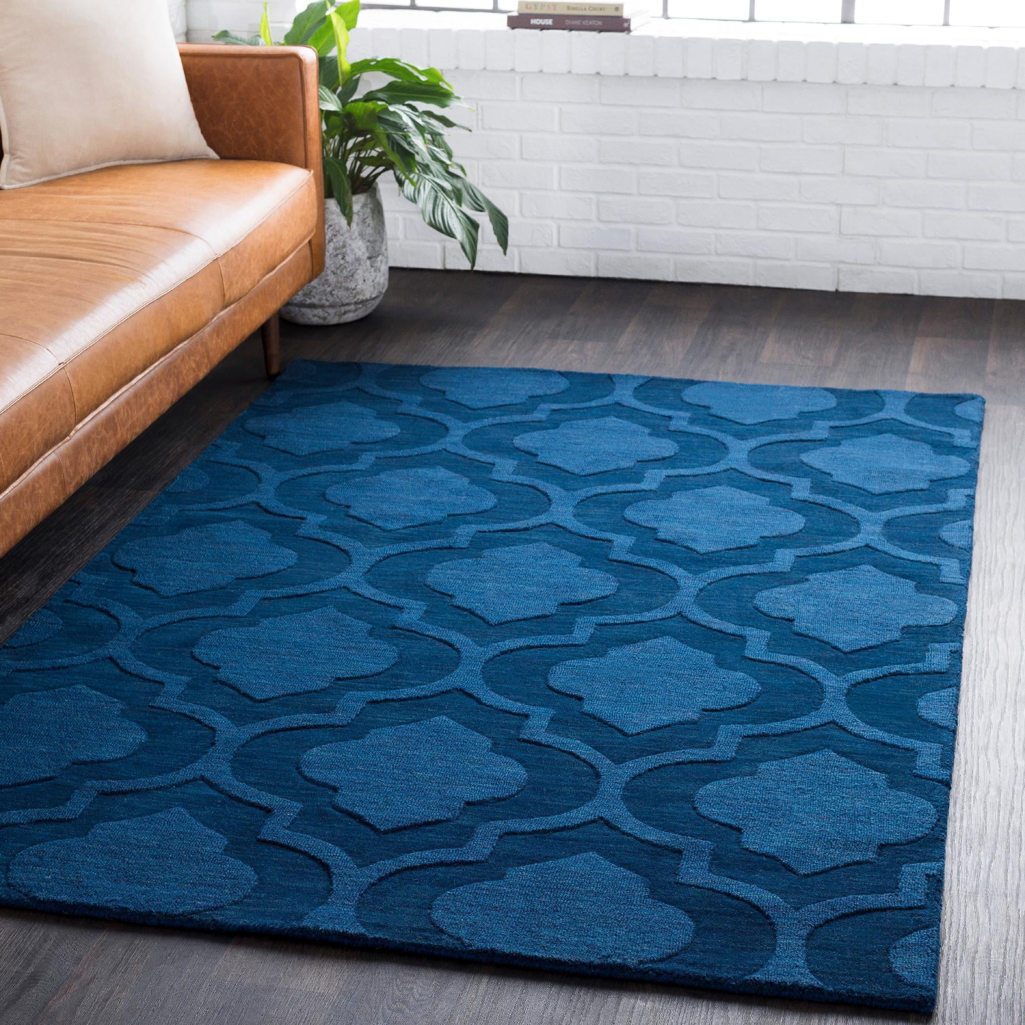 Mark&Day Wool Area Rugs, 8x10 Bergerac Modern Dark Blue Area Rug (8' x ...