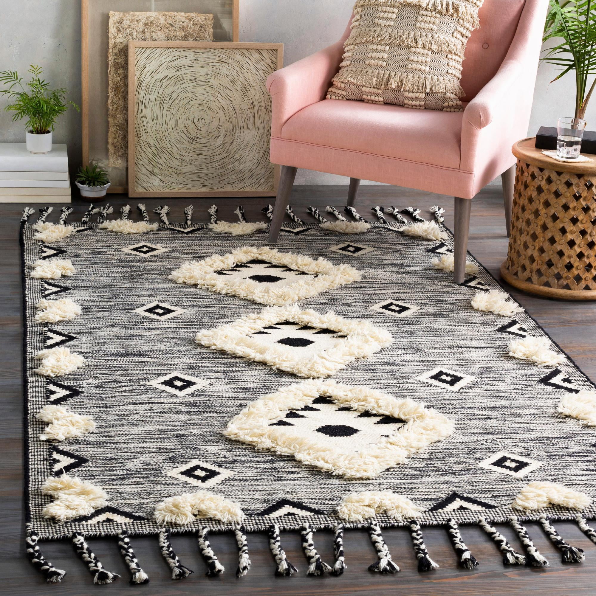 Mark&Day Wool Area Rugs, 8x10 Djab Global Black Area Rug (8' x 10 ...