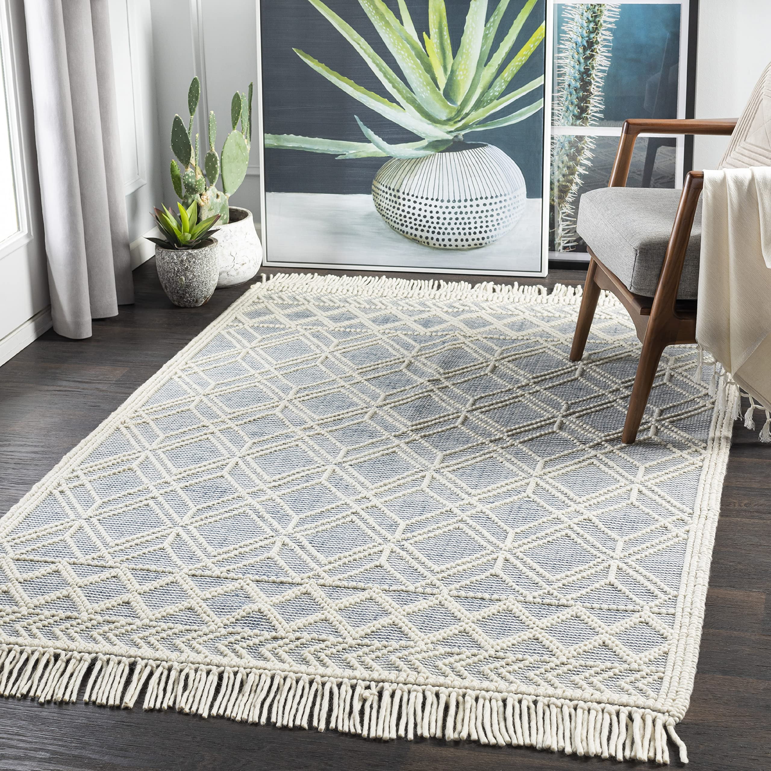 Mark & Day Wool Area Rug, 8x10, Staveley Cottage Denim, Hand Woven ...