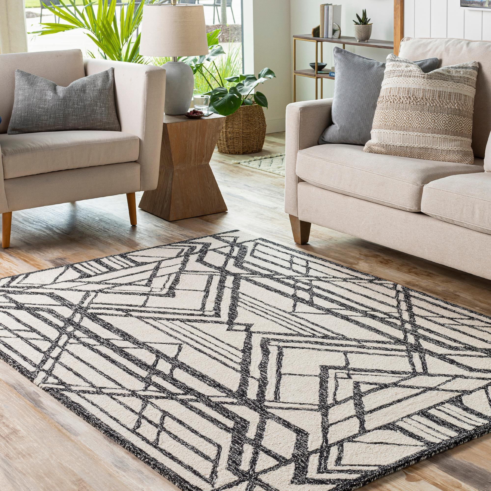 Mark&Day Wool Area Rugs, 8x10 Tinley Park Modern Black Area Rug (8' x ...