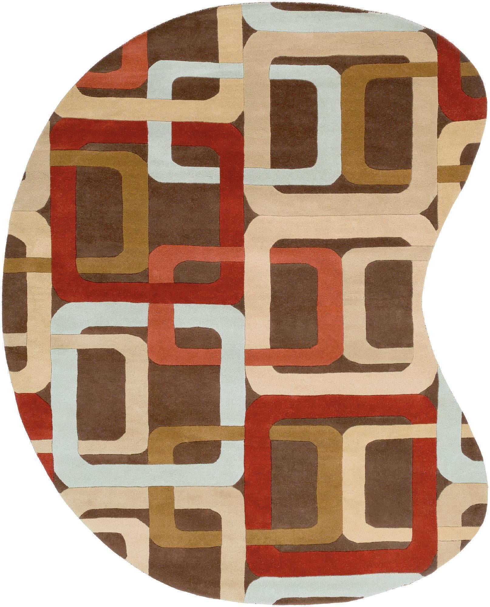 Mark&Day Wool Area Rugs, 8x10 Tofield Modern Multicolor Kidney Area Rug ...