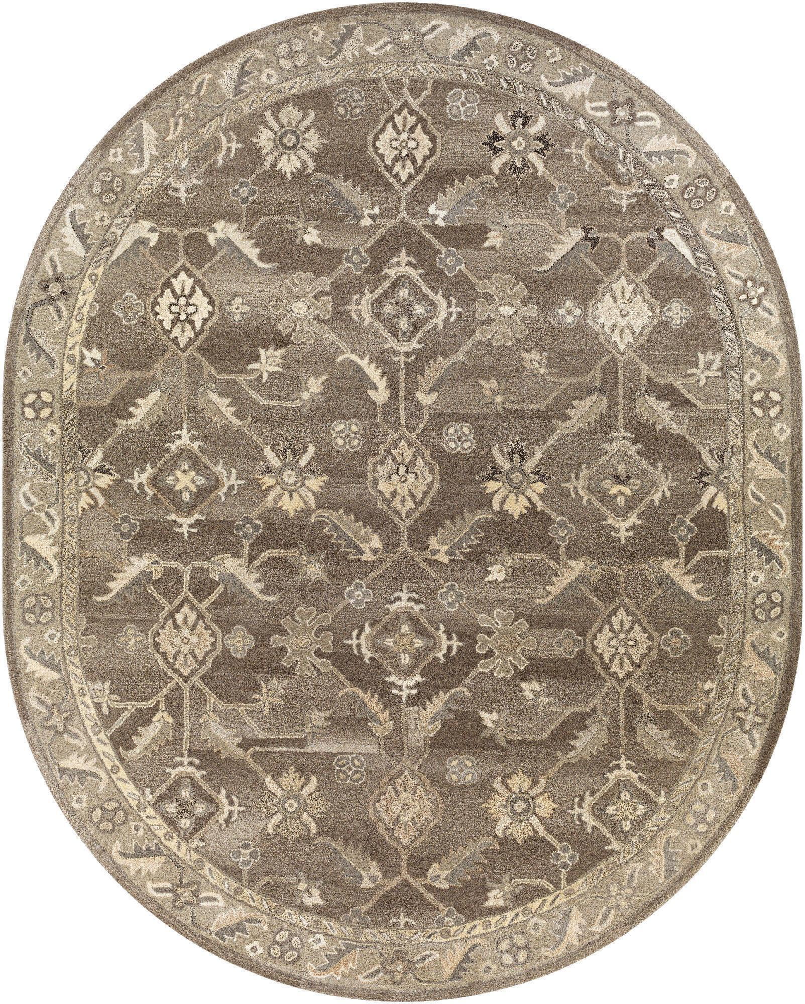 Mark&Day Wool Area Rugs, 8x10 Vauxhall Traditional Taupe Oval Area Rug ...