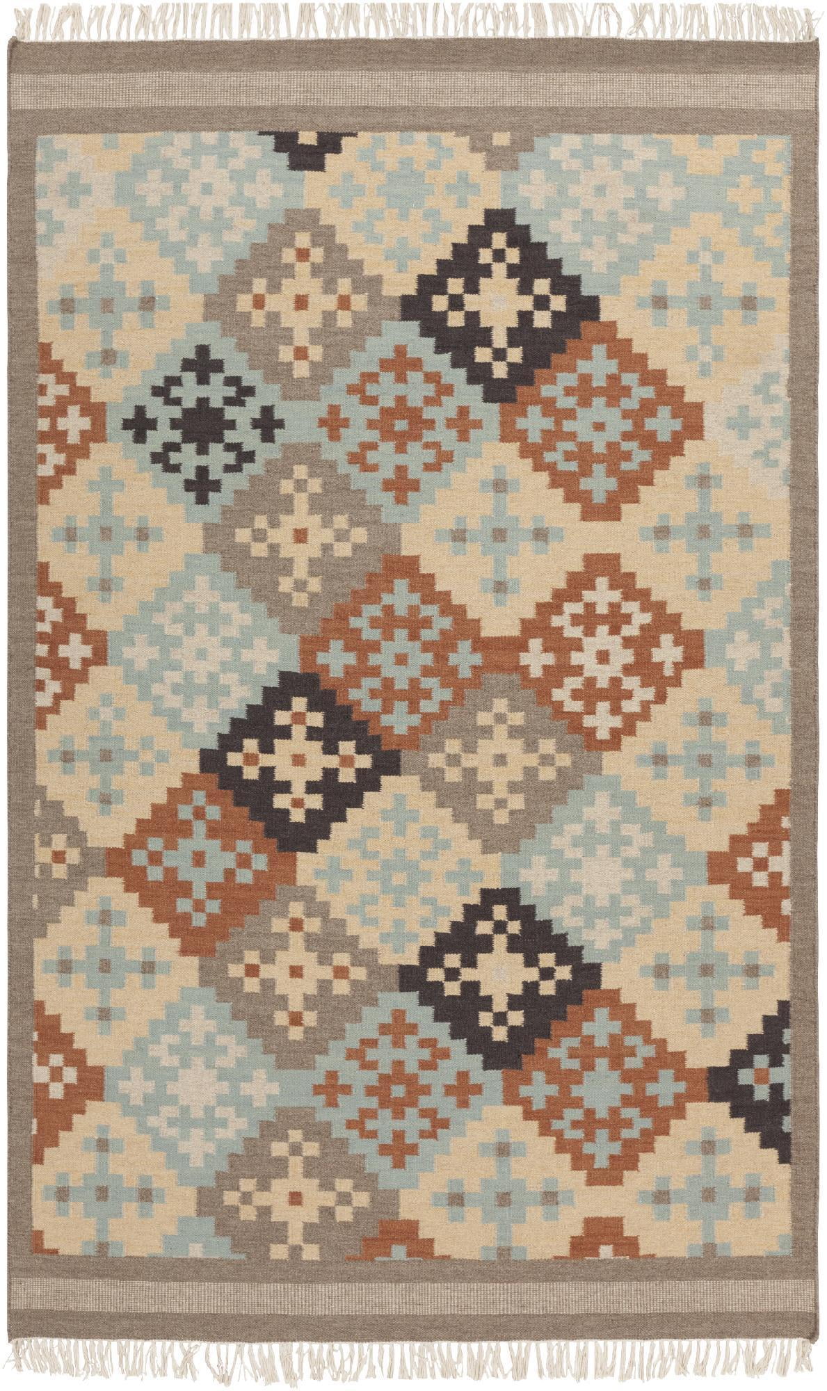 Mark&Day Wool Area Rugs, 8x11 Hughson Global Blue Beige Brown Area Rug ...