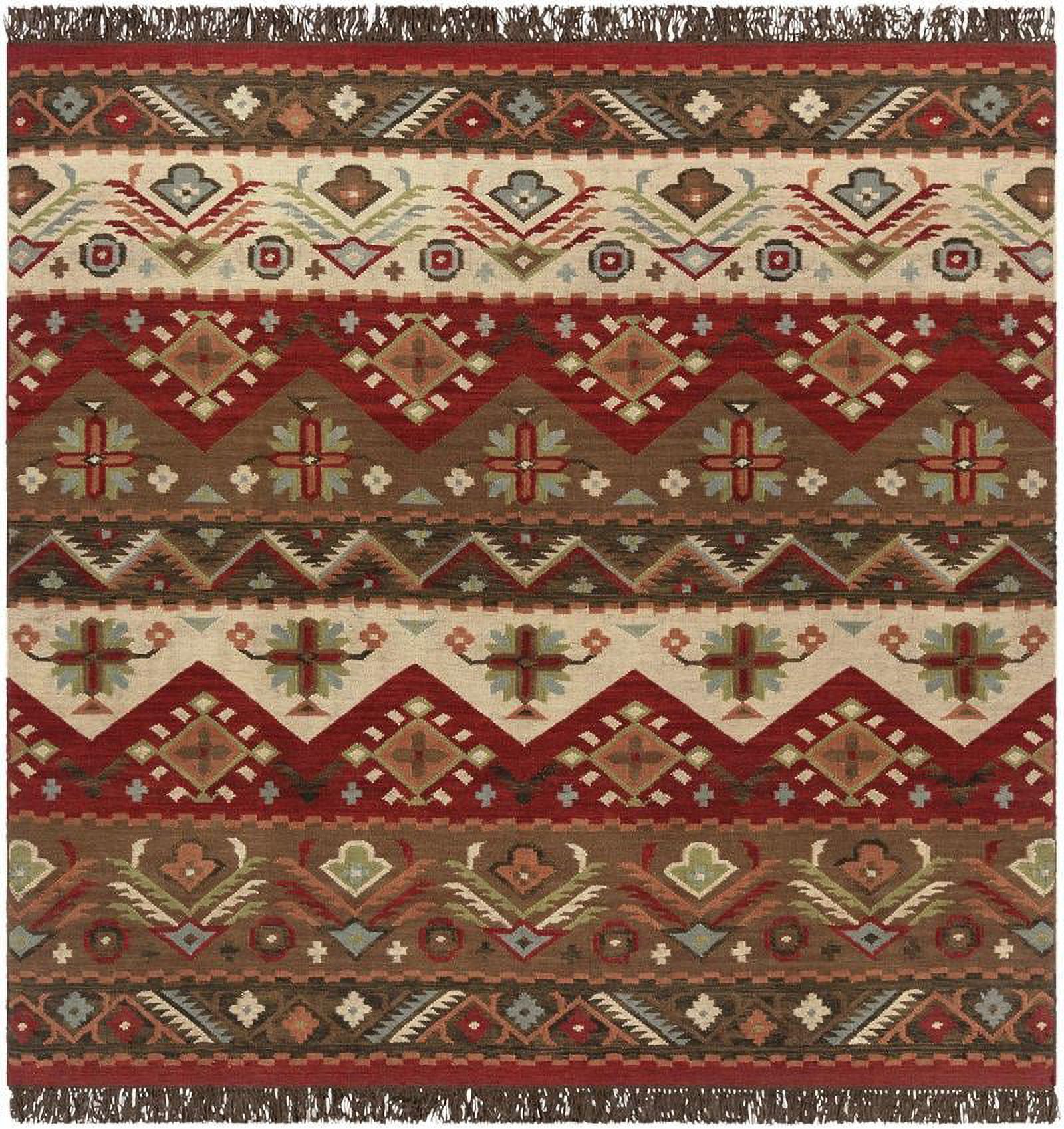 Mark&Day Wool Area Rugs, 8x8 Claudette Rustic Dark Brown Square Area ...