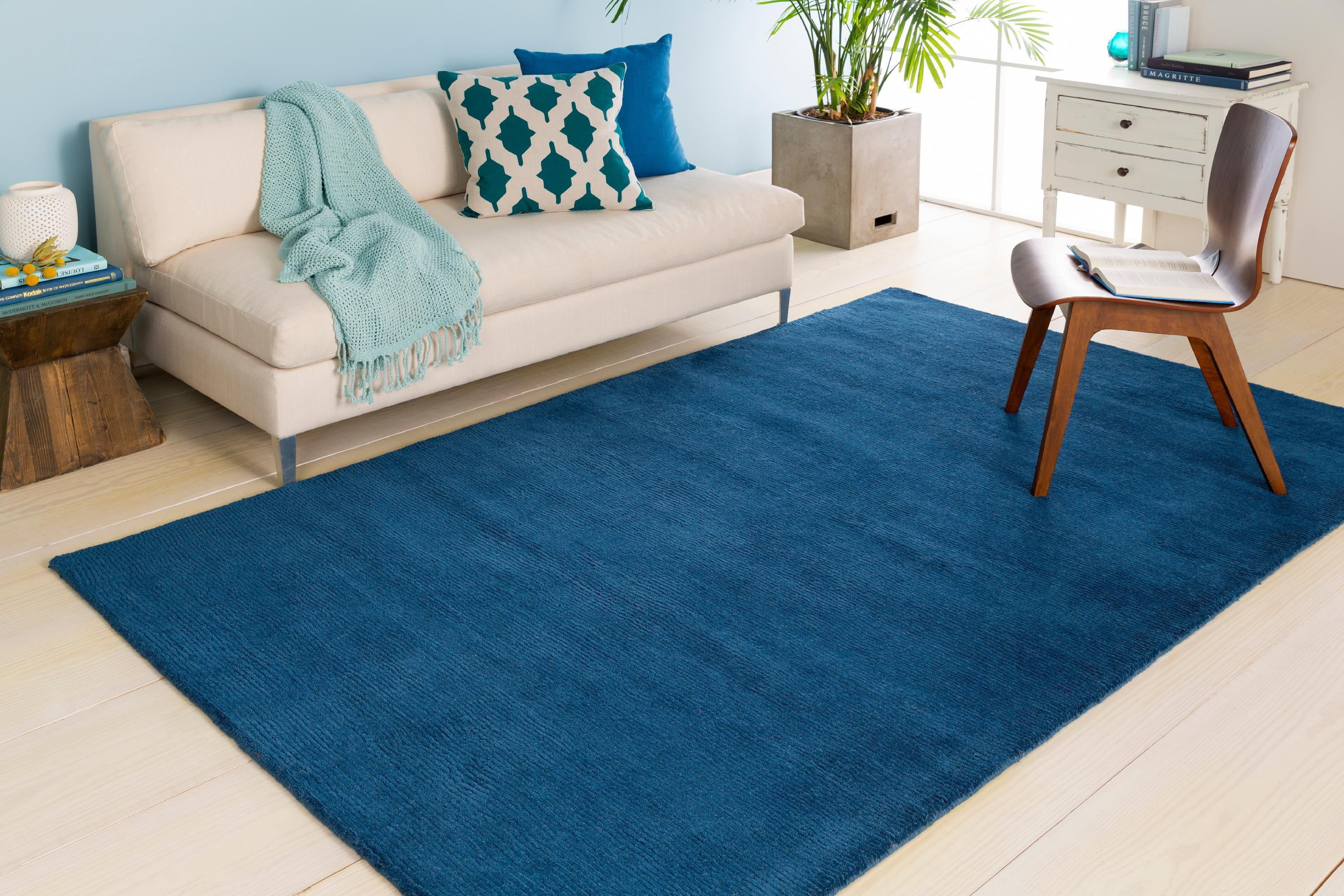 Mark&Day Wool Area Rugs, 8x8 Rennes Modern Dark Blue Square Area Rug (8 ...