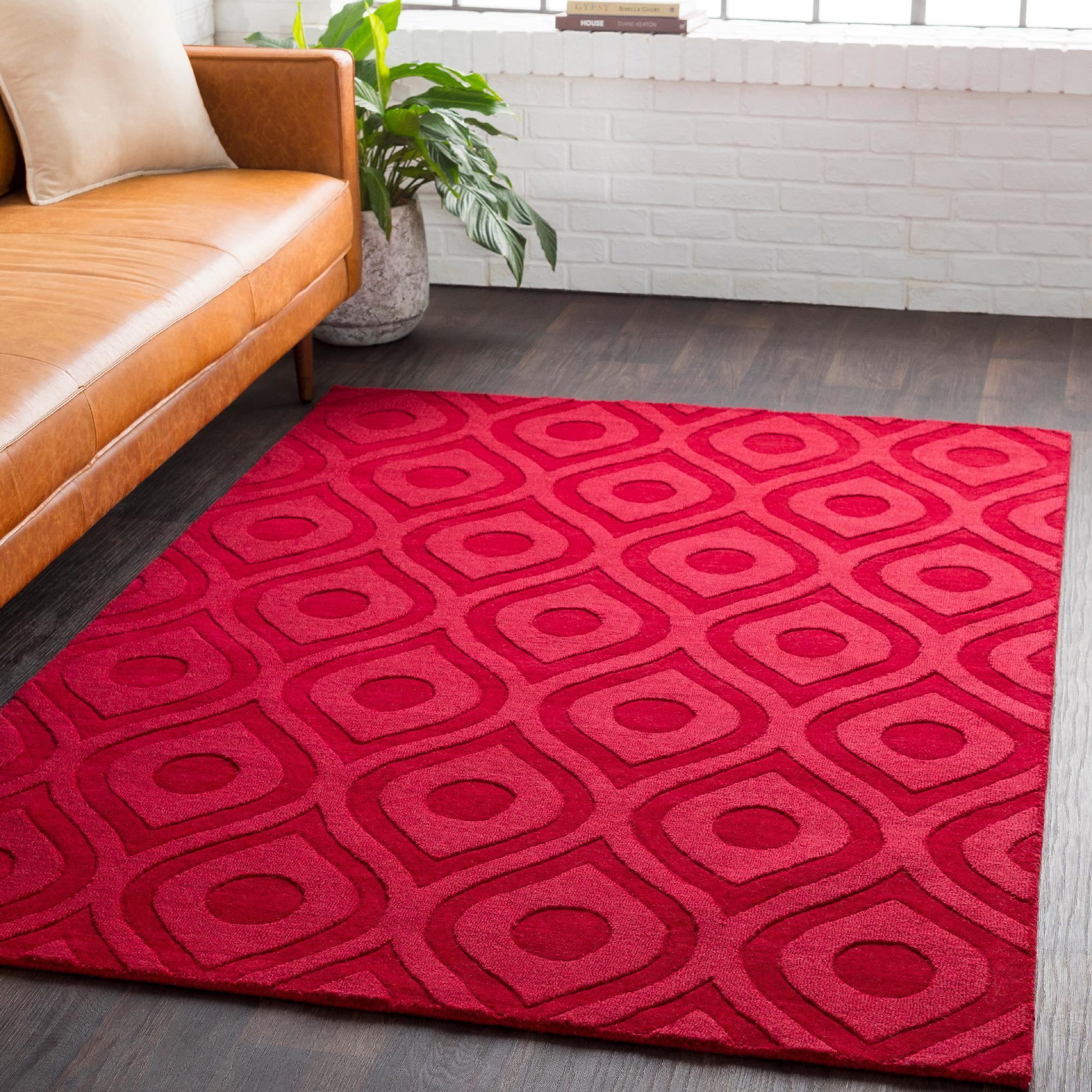 Mark&Day Wool Area Rugs, 9x12 Bantam Modern Red Area Rug (9' x 12 ...