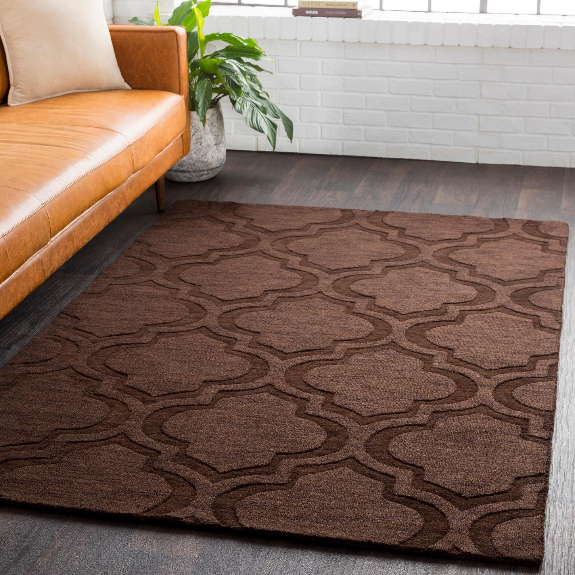 Mark&Day Wool Rugs, 9x12 Bergerac Modern Dark Brown Area Rug, Brown ...
