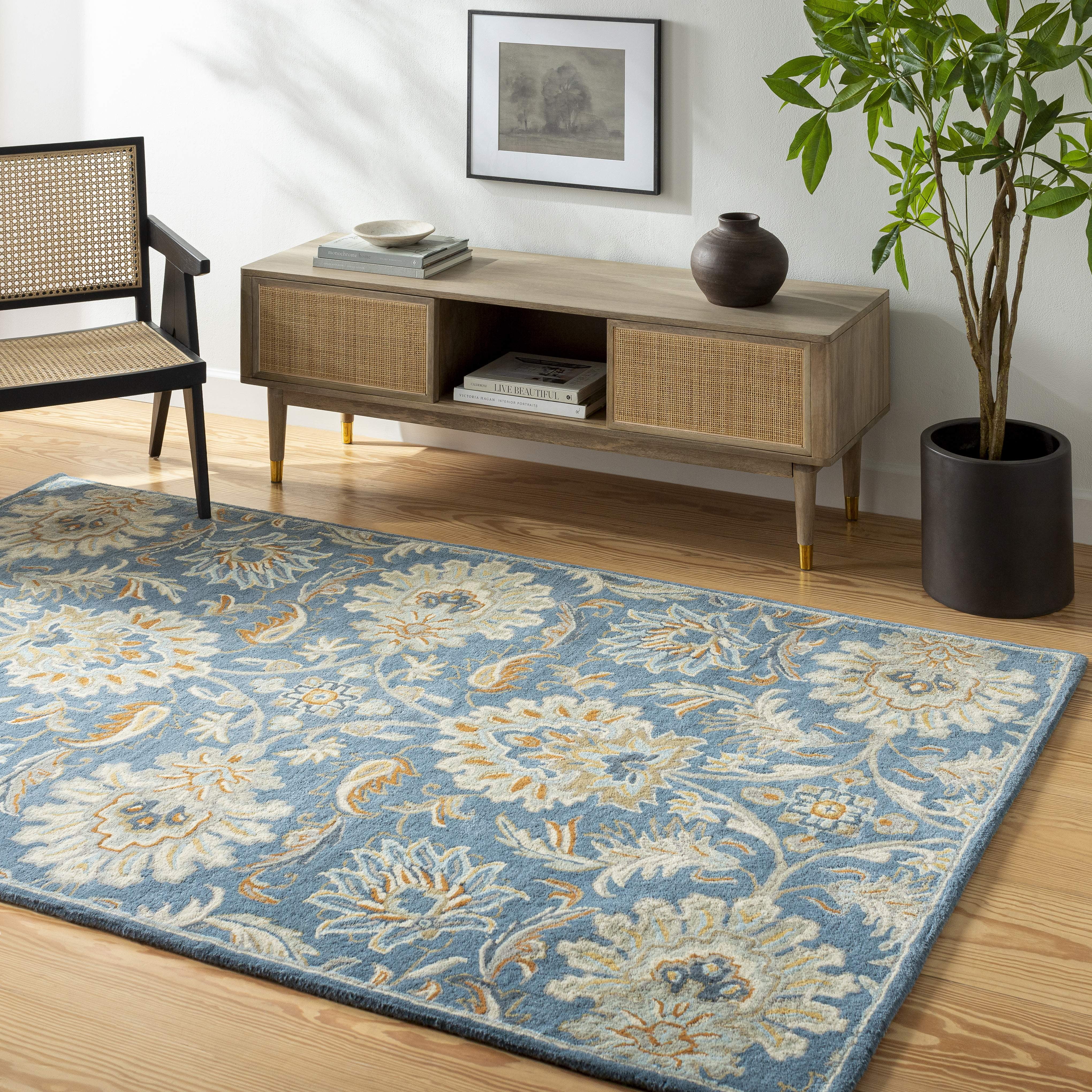 Mark&Day Wool Rugs, 10x14 Lyon Traditional Denim Area Rug, Blue Denim ...